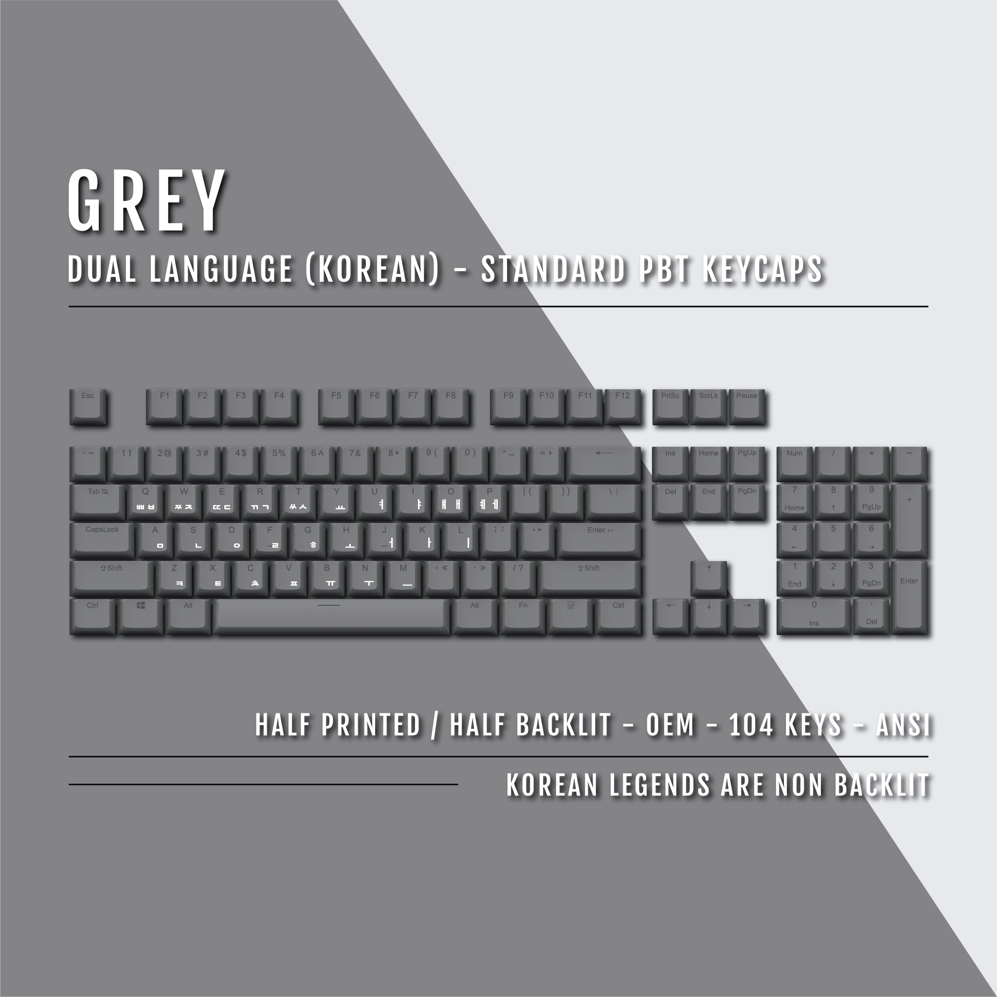 Grey Korean Dual Language PBT Keycaps – Krome Keycaps LTD