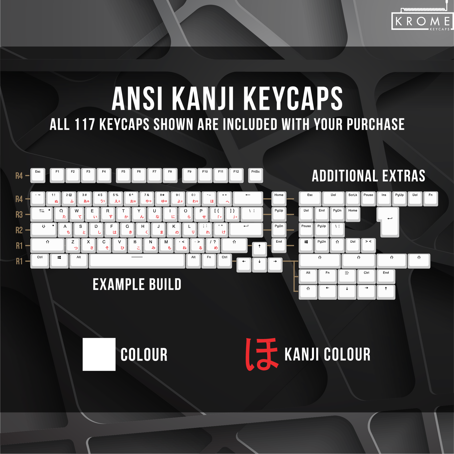 WHITE JAPANESE DUAL LANGUAGE PBT KEYCAPS - 65/75% – Krome Keycaps LTD
