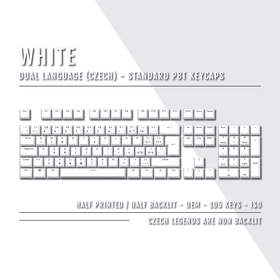 White Czech (ISO-CZ) Dual Language PBT Keycaps – Krome Keycaps LTD