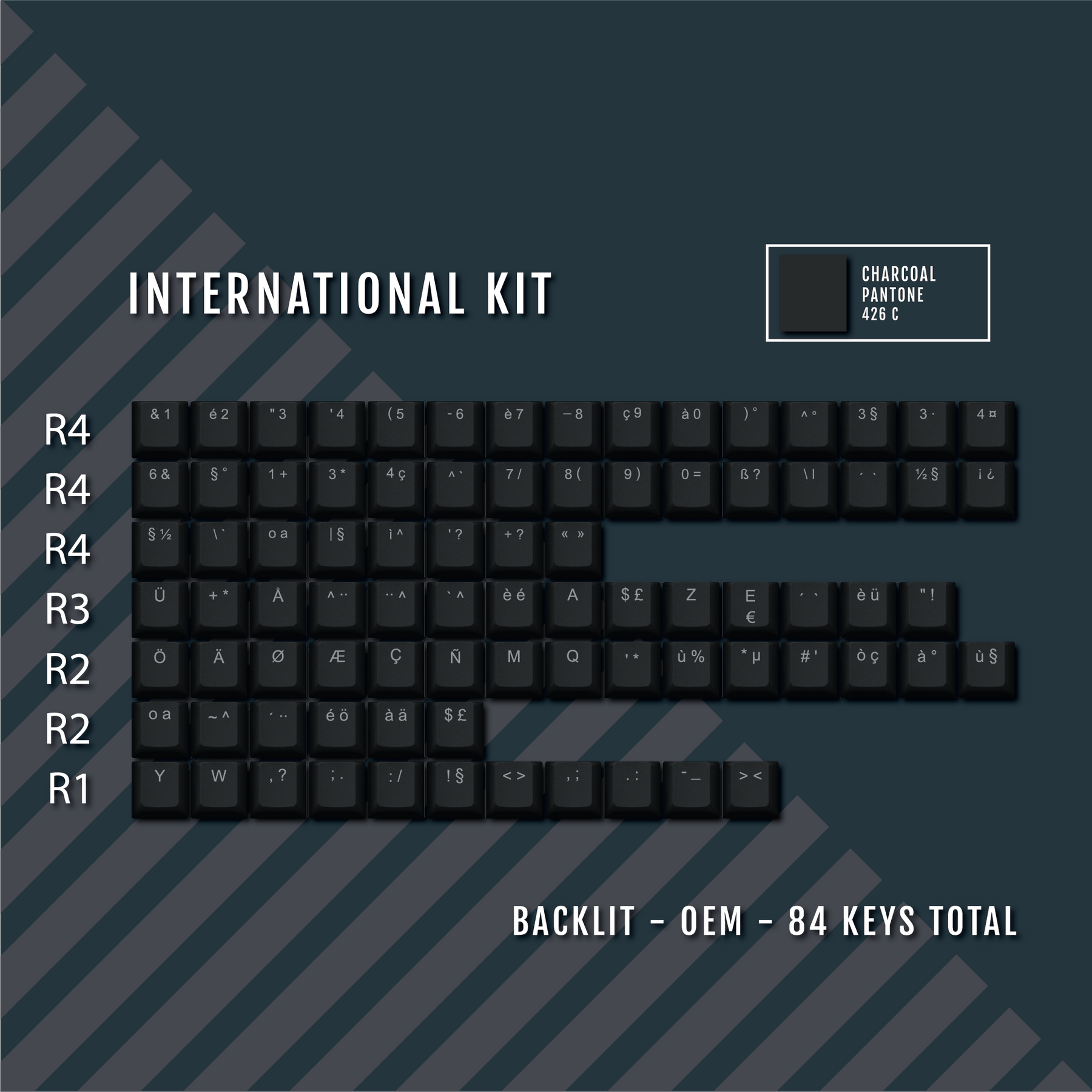 Charcoal International ABS Keycap Conversion Kit – Krome Keycaps LTD