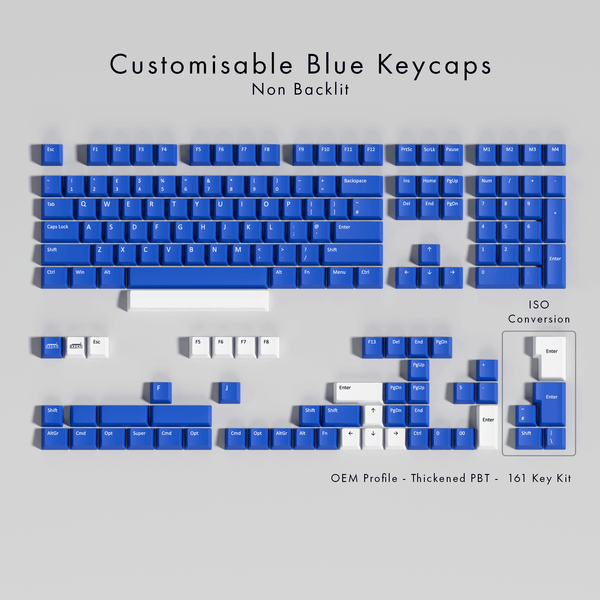 Customisable Blue PBT Keycaps - Non-Backlit – Krome Keycaps LTD