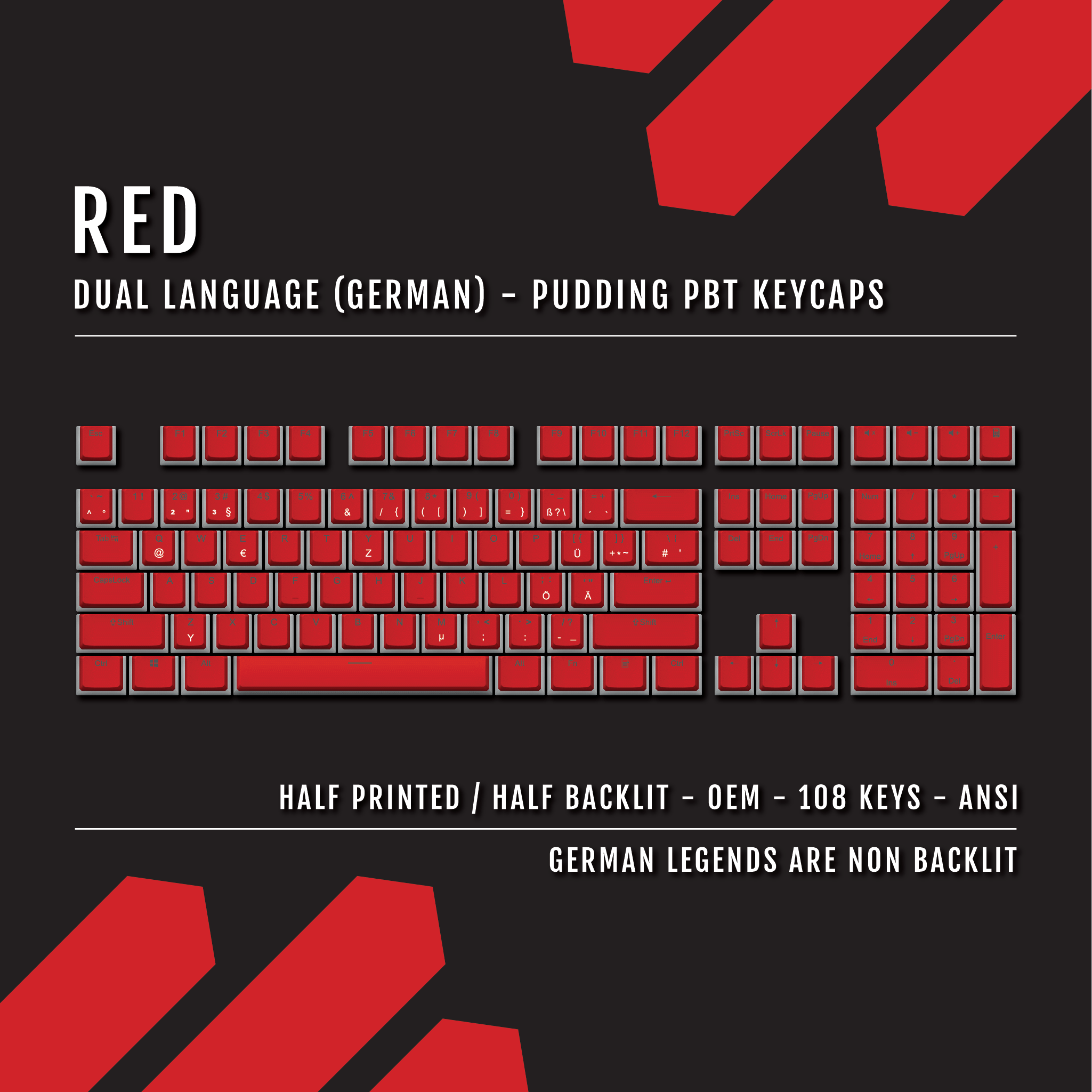 Red German Dual Language PBT Pudding Keycaps – Krome Keycaps LTD