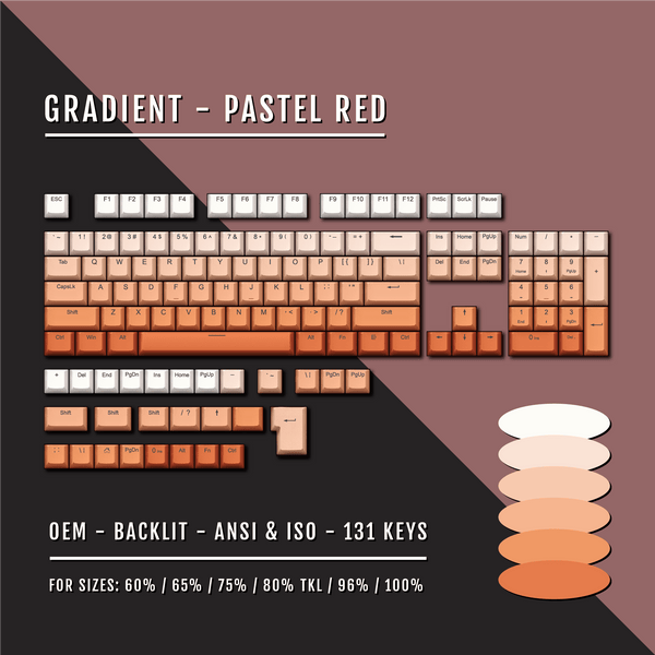 Pastel Red Gradient Backlit PBT Keycaps – Krome Keycaps LTD
