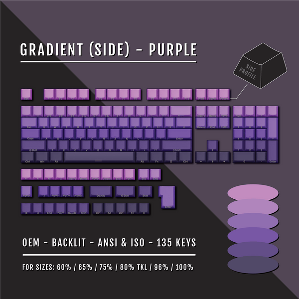 Purple Gradient Side-Profile Backlit PBT Keycaps – Krome Keycaps LTD
