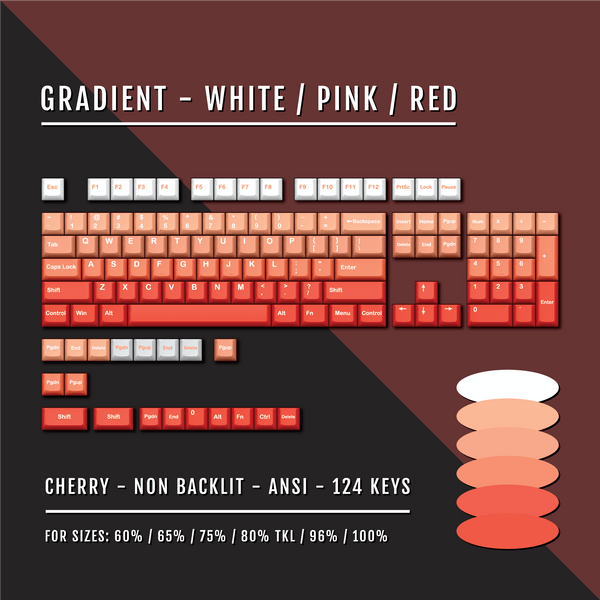 White/Pink/Red Gradient PBT Keycaps – Krome Keycaps LTD