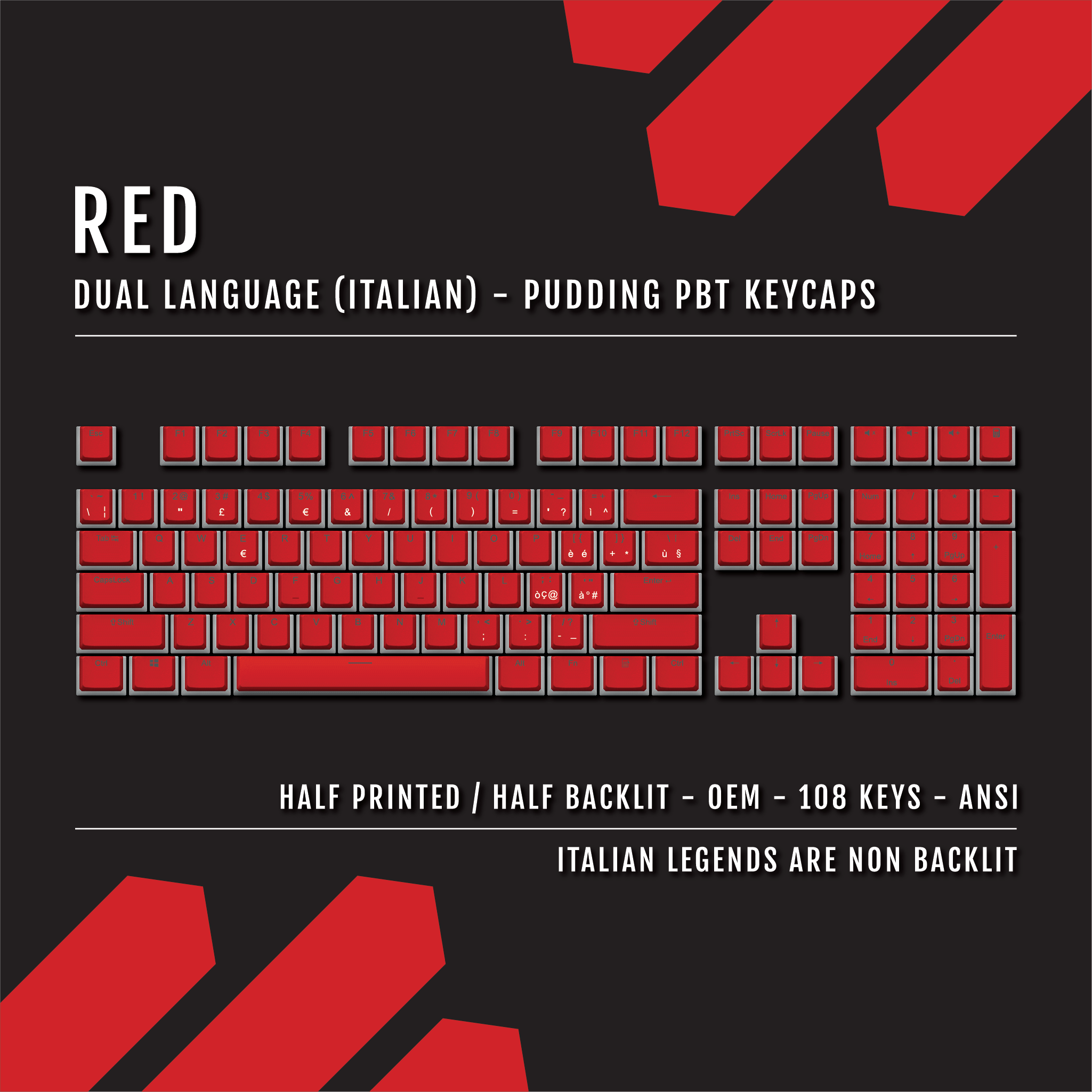 Red Italian Dual Language PBT Pudding Keycaps – Krome Keycaps LTD