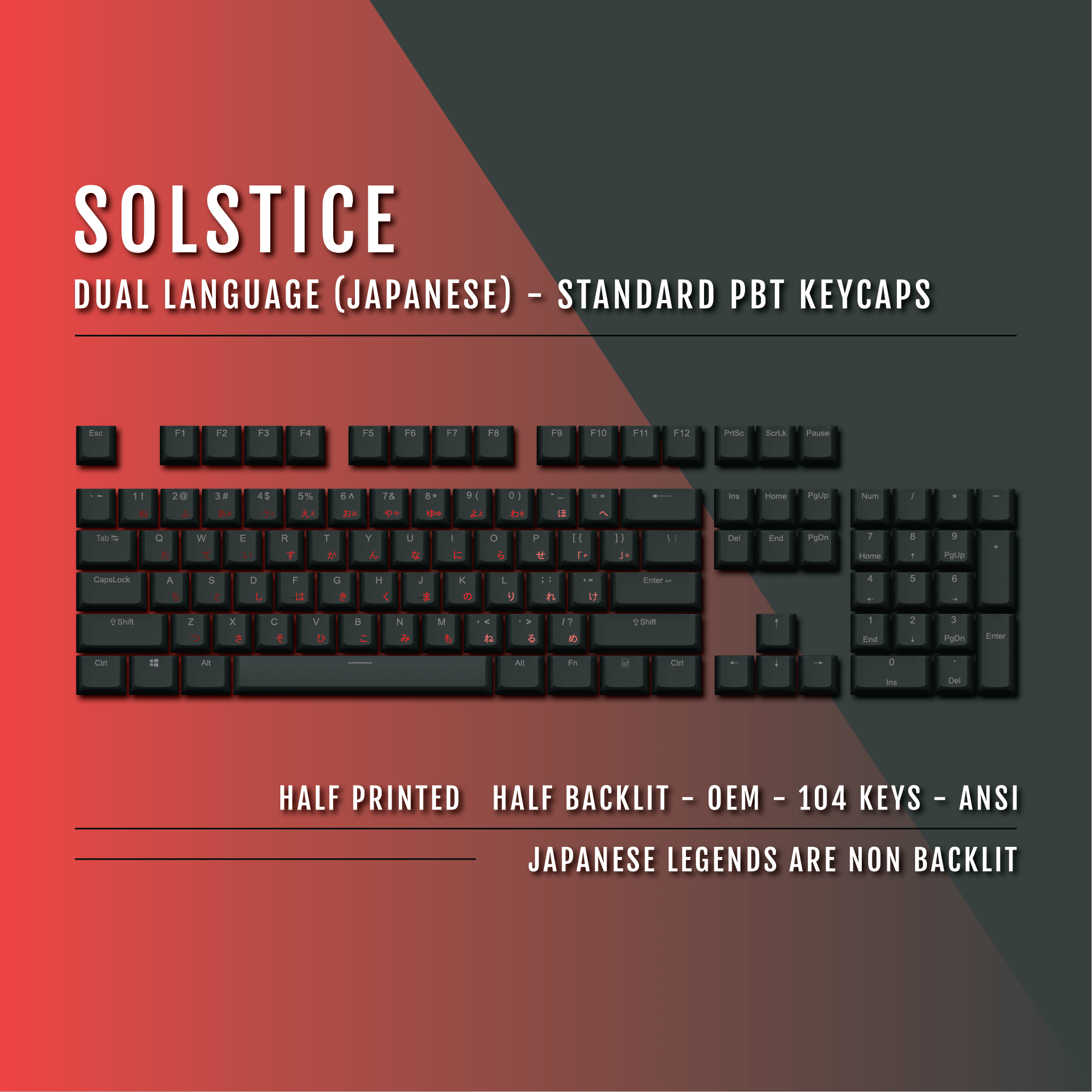 Black Solstice Japanese Dual Language PBT Keycaps – Krome Keycaps LTD