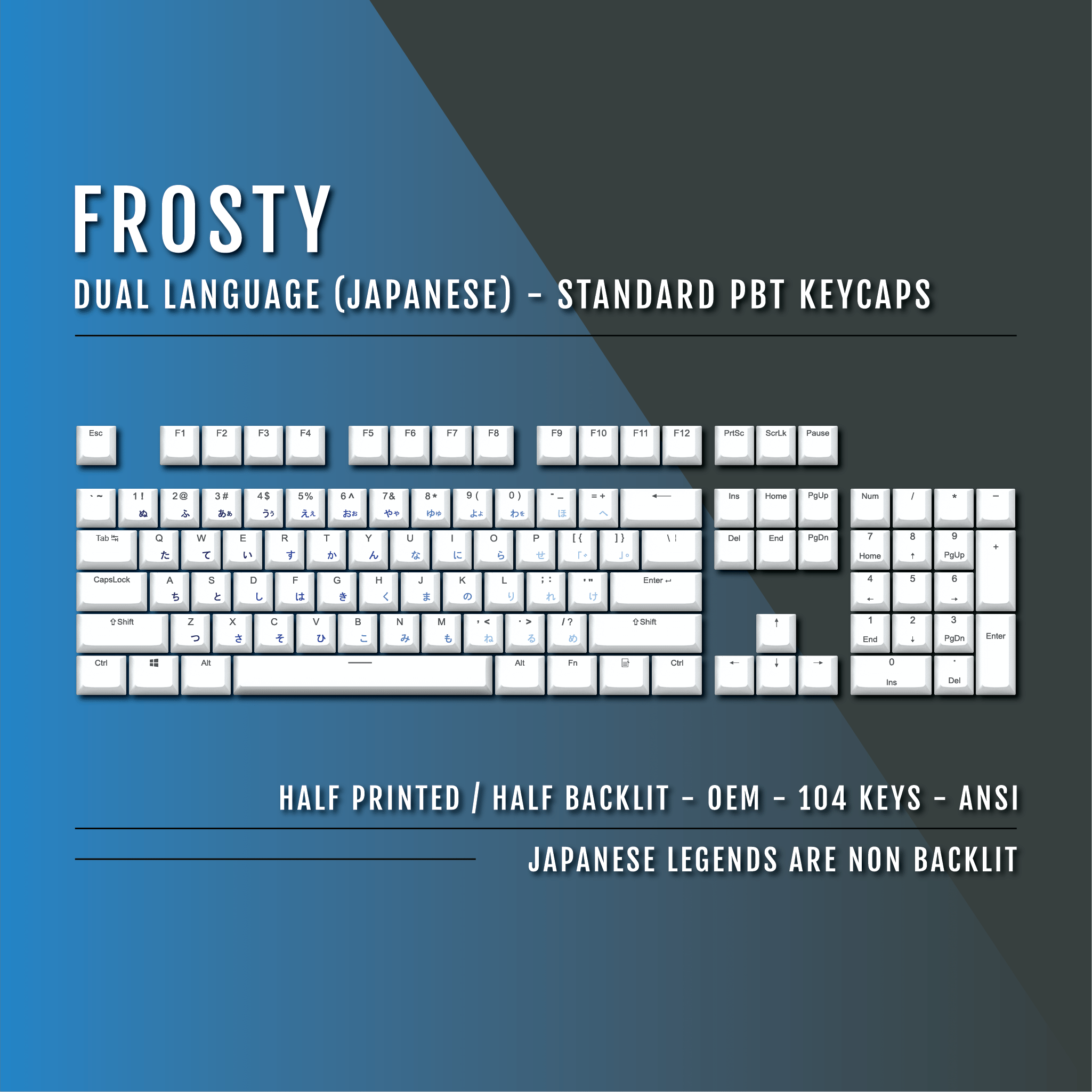 White Frosty Japanese Dual Language PBT Keycaps – Krome Keycaps LTD