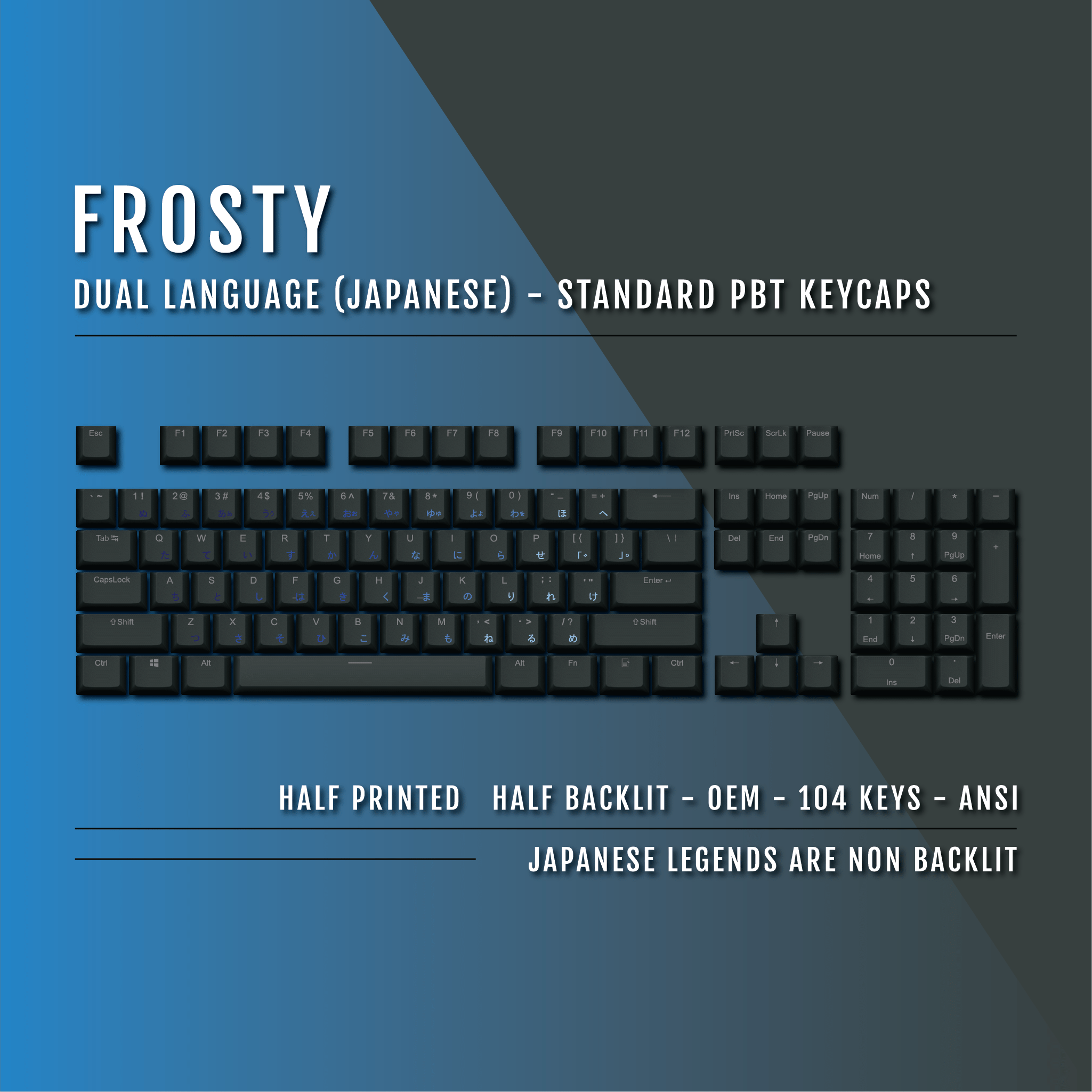Black Frosty Japanese Dual Language PBT Keycaps – Krome Keycaps LTD