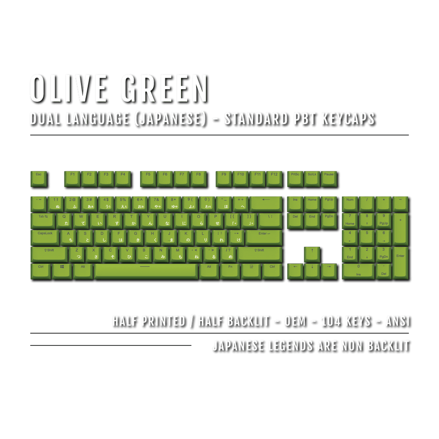 Olive Green Japanese Dual Language PBT Keycaps – Krome Keycaps LTD