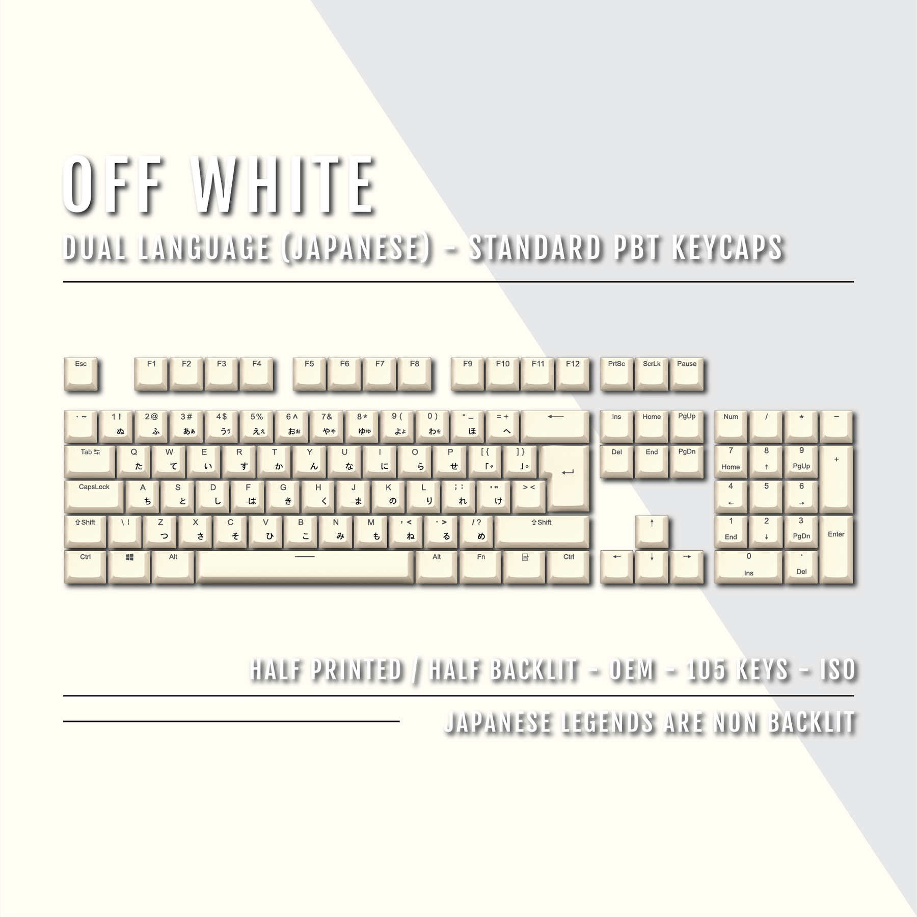 Off White Japanese Dual Language PBT Keycaps – Krome Keycaps LTD