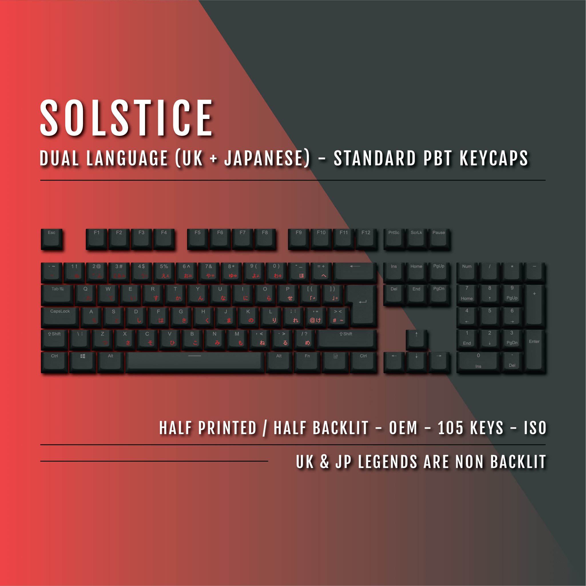 Black Solstice UK & Japanese Dual Language PBT Keycaps – Krome Keycaps LTD