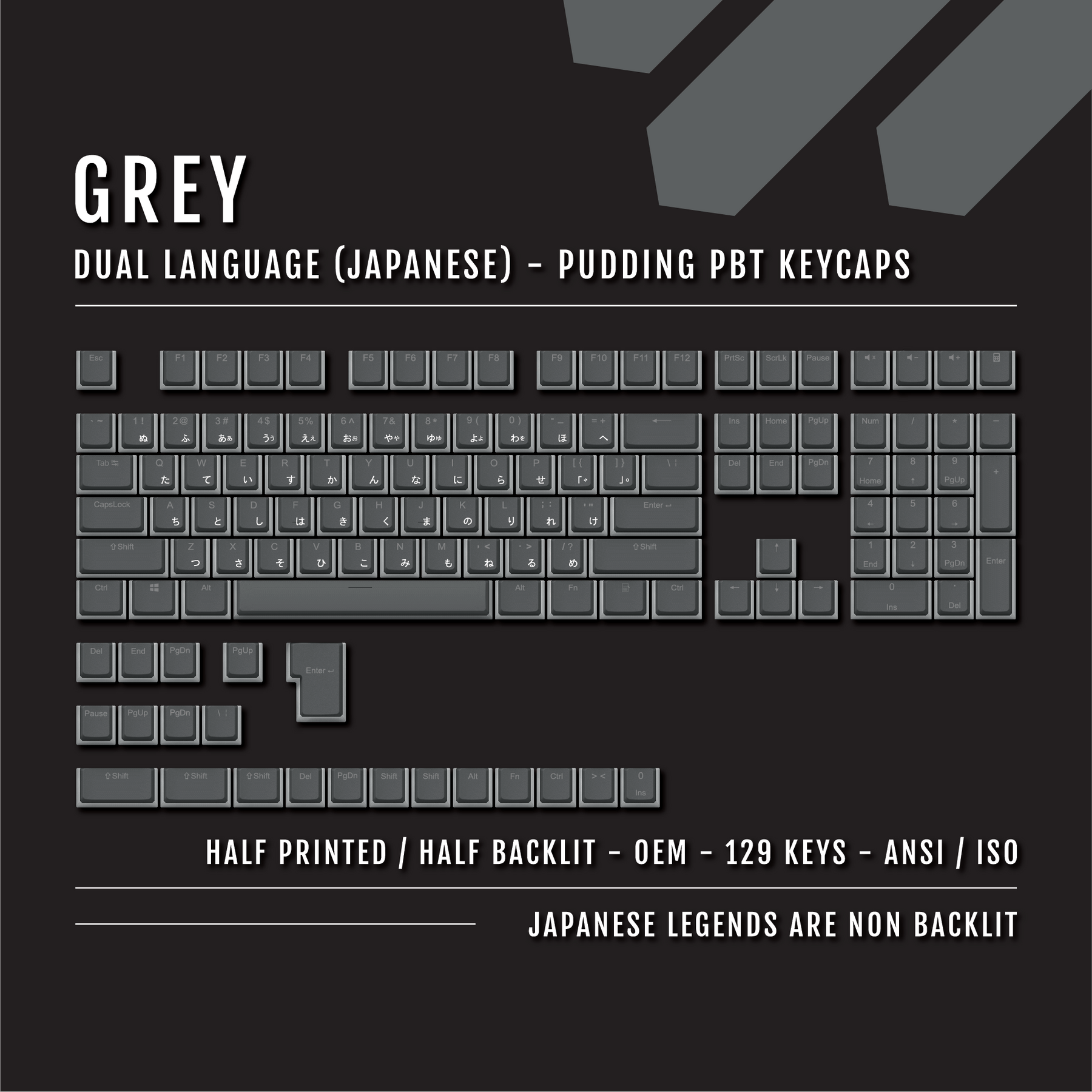 Grey Japanese Dual Language PBT Pudding Keycaps – Krome Keycaps LTD