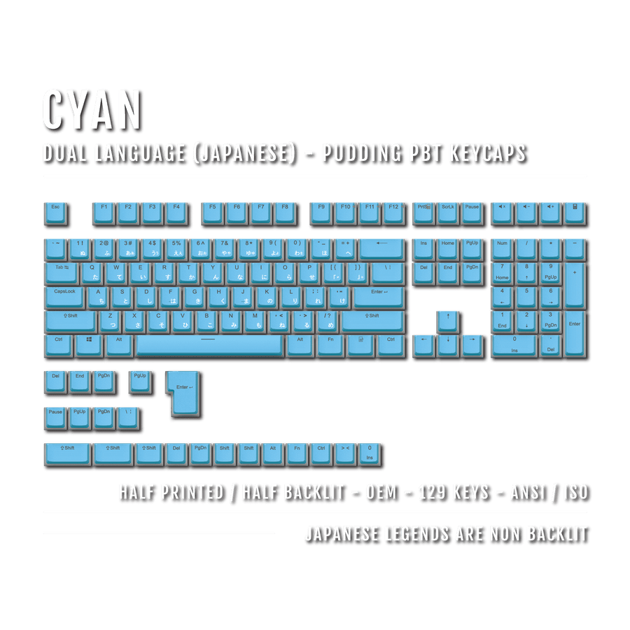 Cyan Japanese Dual Language PBT Pudding Keycaps – Krome Keycaps LTD