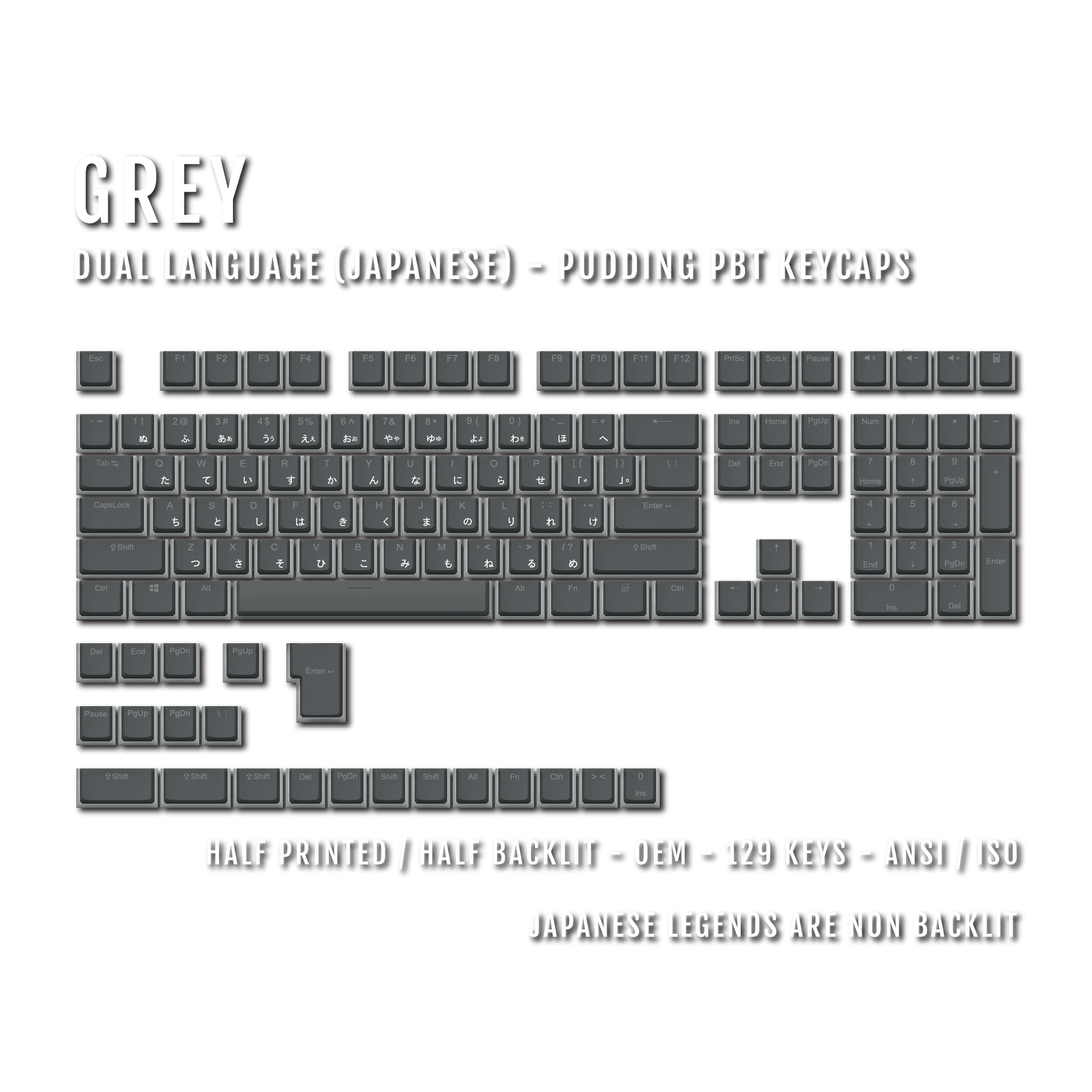 Grey Japanese Dual Language PBT Pudding Keycaps – Krome Keycaps LTD