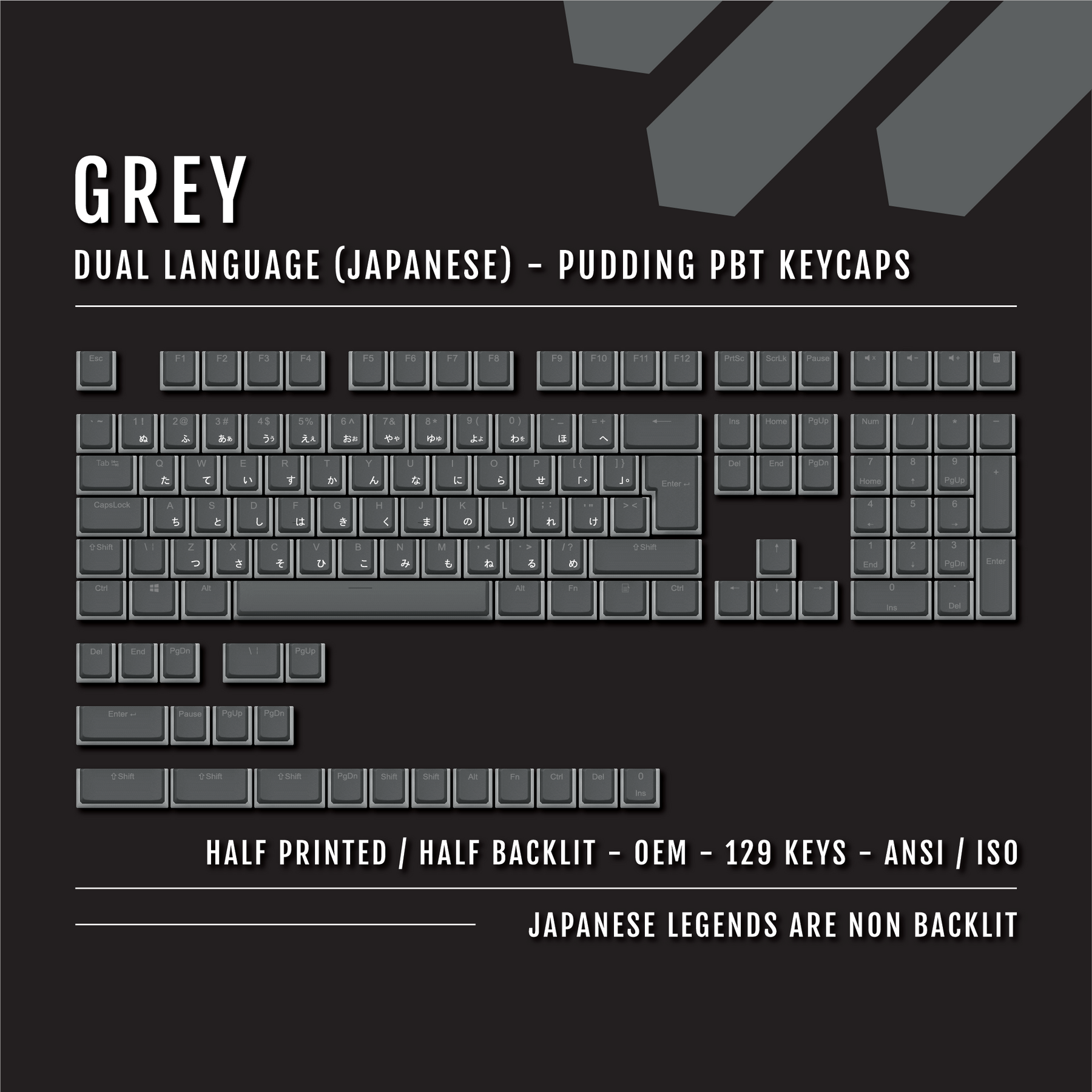 Grey Japanese Dual Language PBT Pudding Keycaps – Krome Keycaps LTD