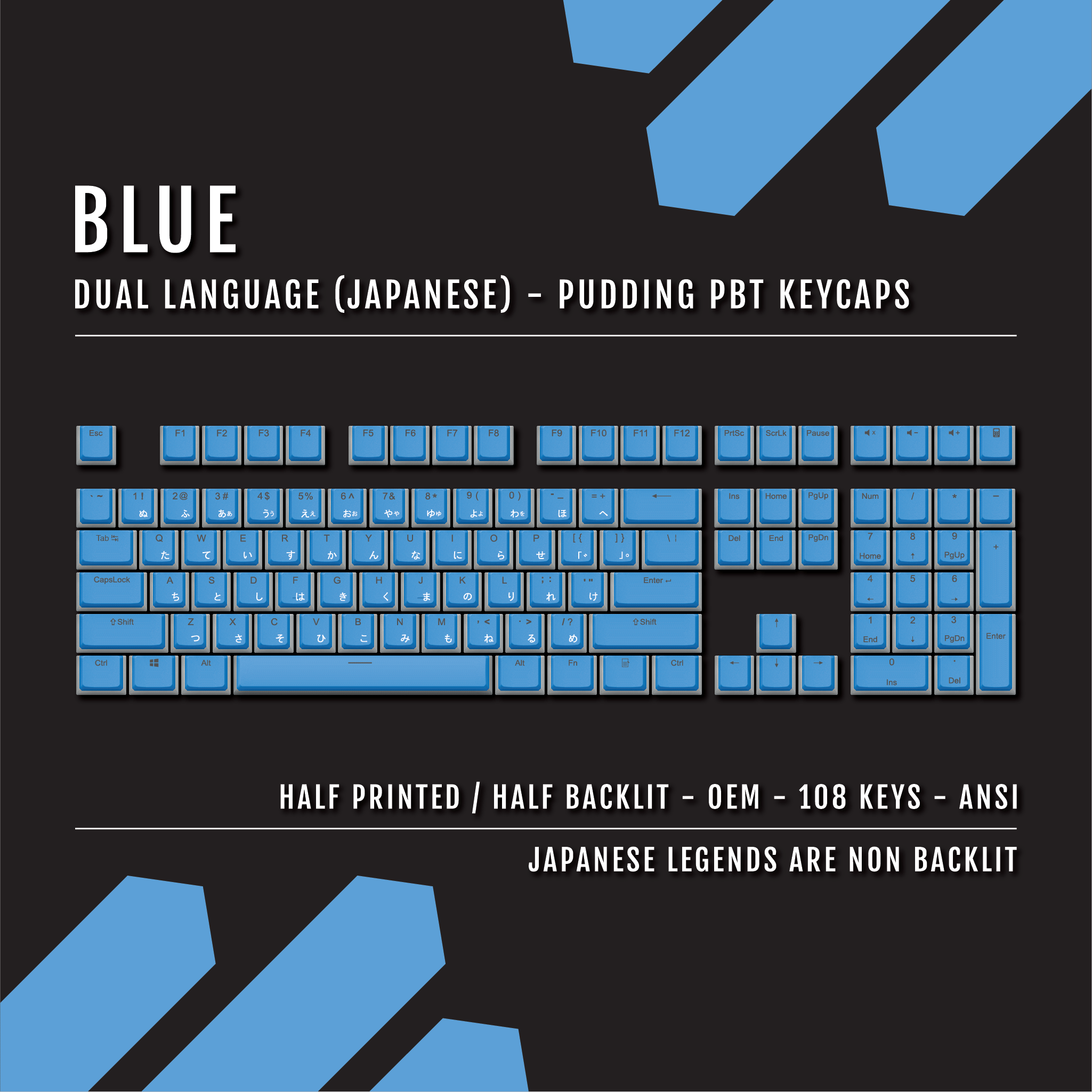 Blue Japanese Dual Language PBT Pudding Keycaps – Krome Keycaps LTD