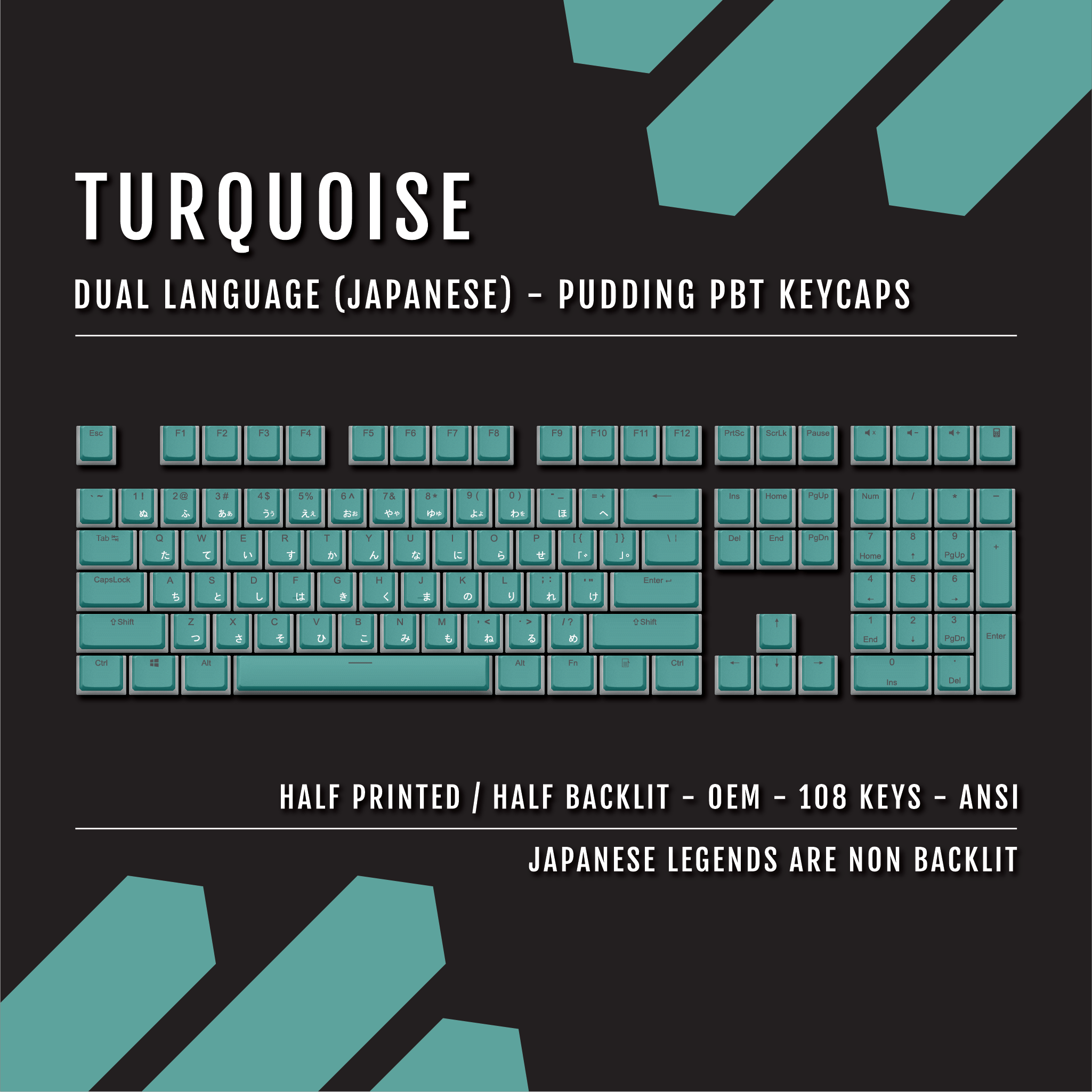 Turquoise Japanese Dual Language PBT Pudding Keycaps – Krome Keycaps LTD