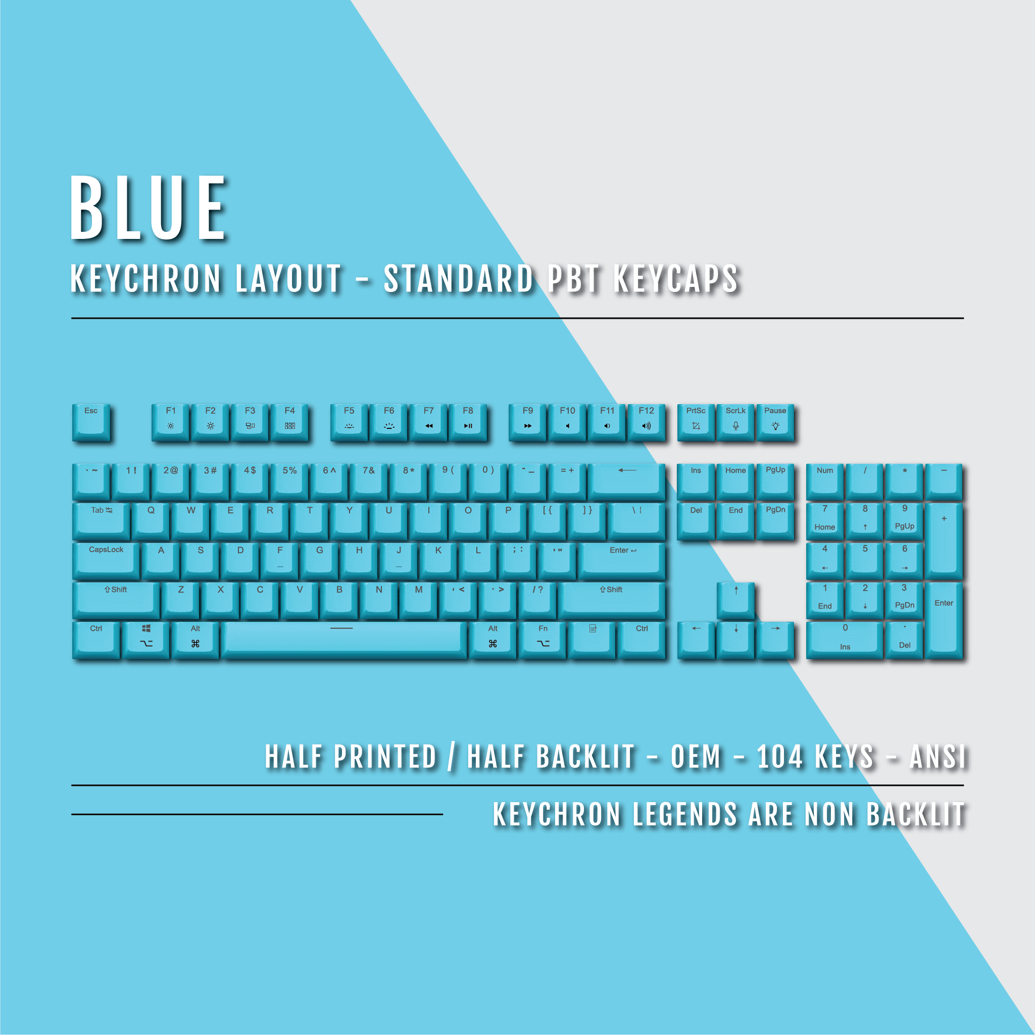 Blue Keychron (Layout) Dual Language PBT Keycaps – Krome Keycaps LTD