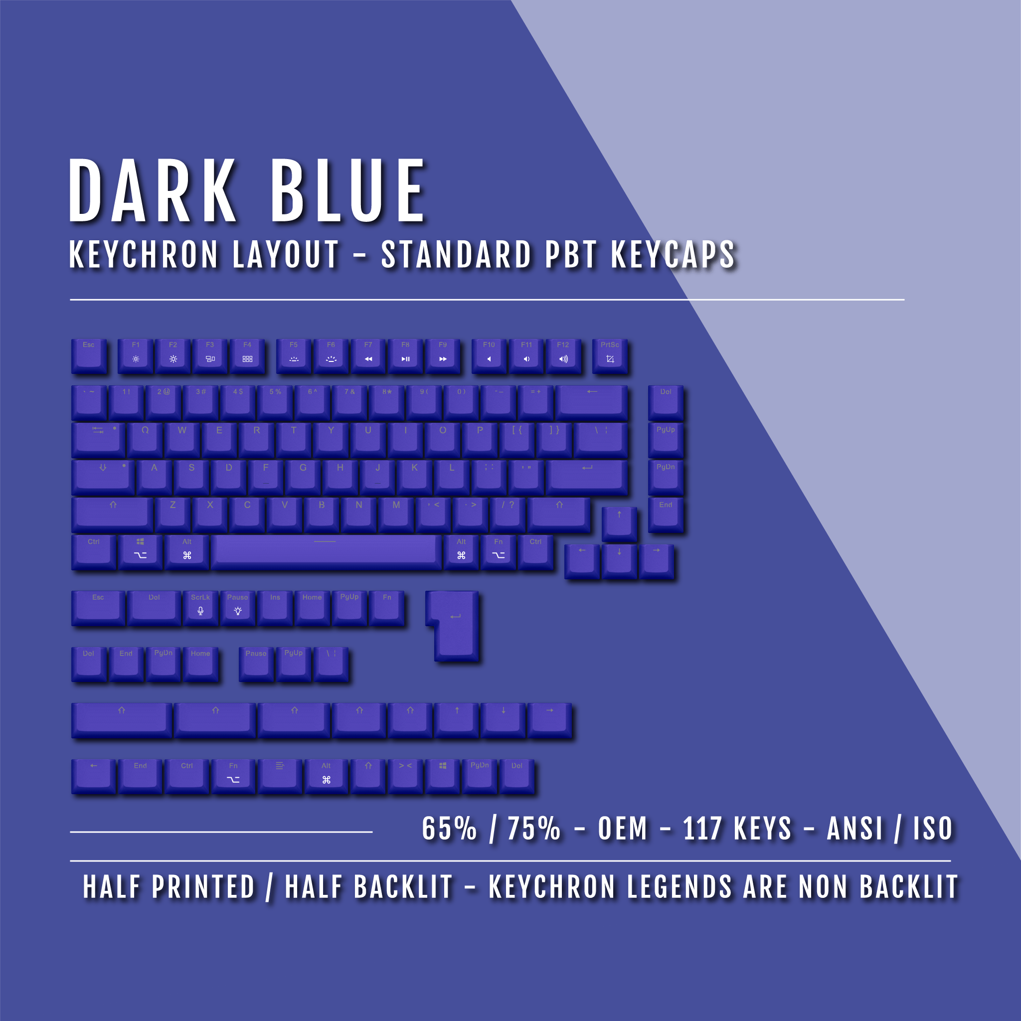 Dark Blue Keychron (Layout) Dual Language PBT Keycaps - 65/75% – Krome ...