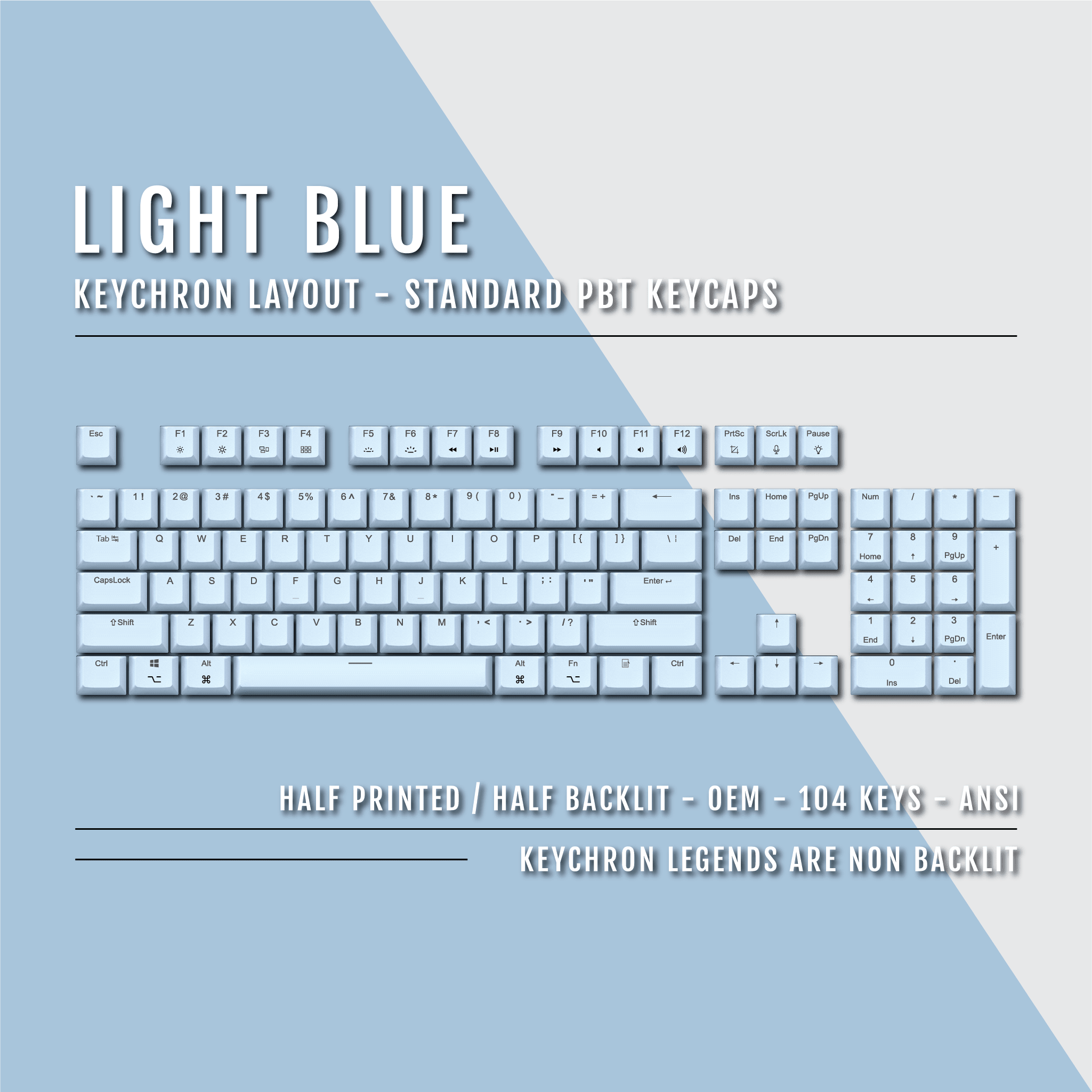 Light Blue Keychron (Layout) Dual Language PBT Keycaps – Krome Keycaps LTD