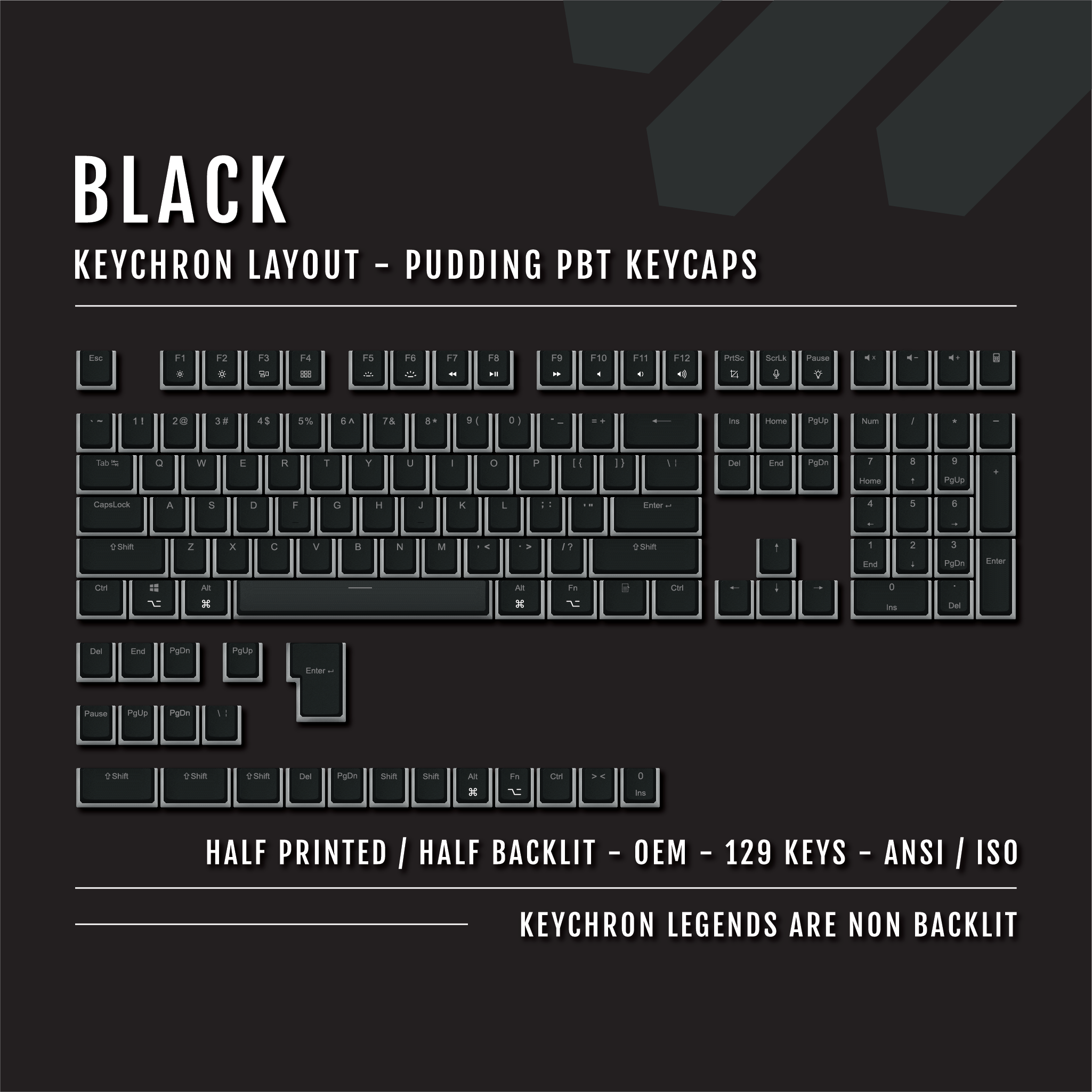 Black Keychron (Layout) Dual Language PBT Pudding Keycaps – Krome ...