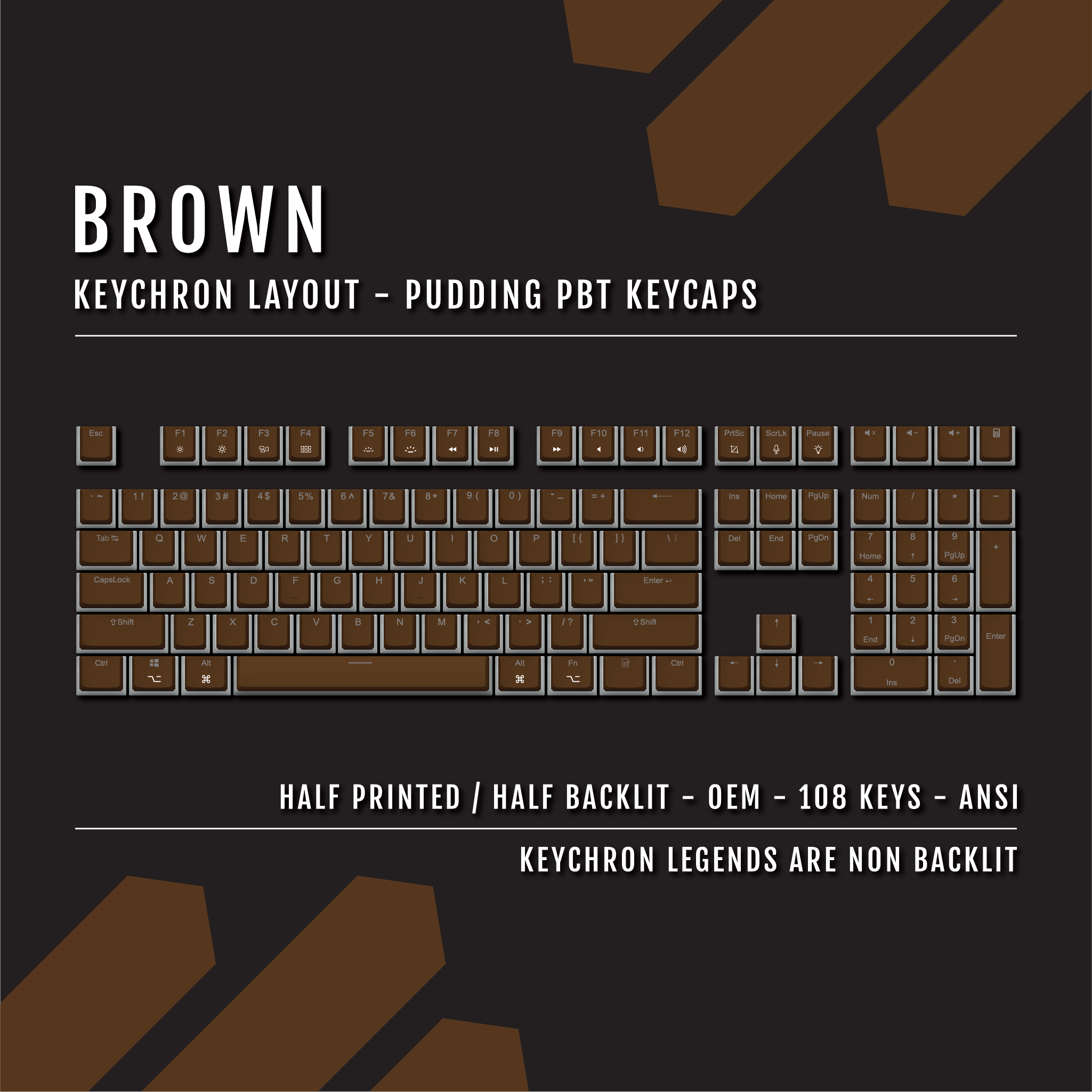 Brown Keychron (Layout) Dual Language PBT Pudding Keycaps – Krome ...