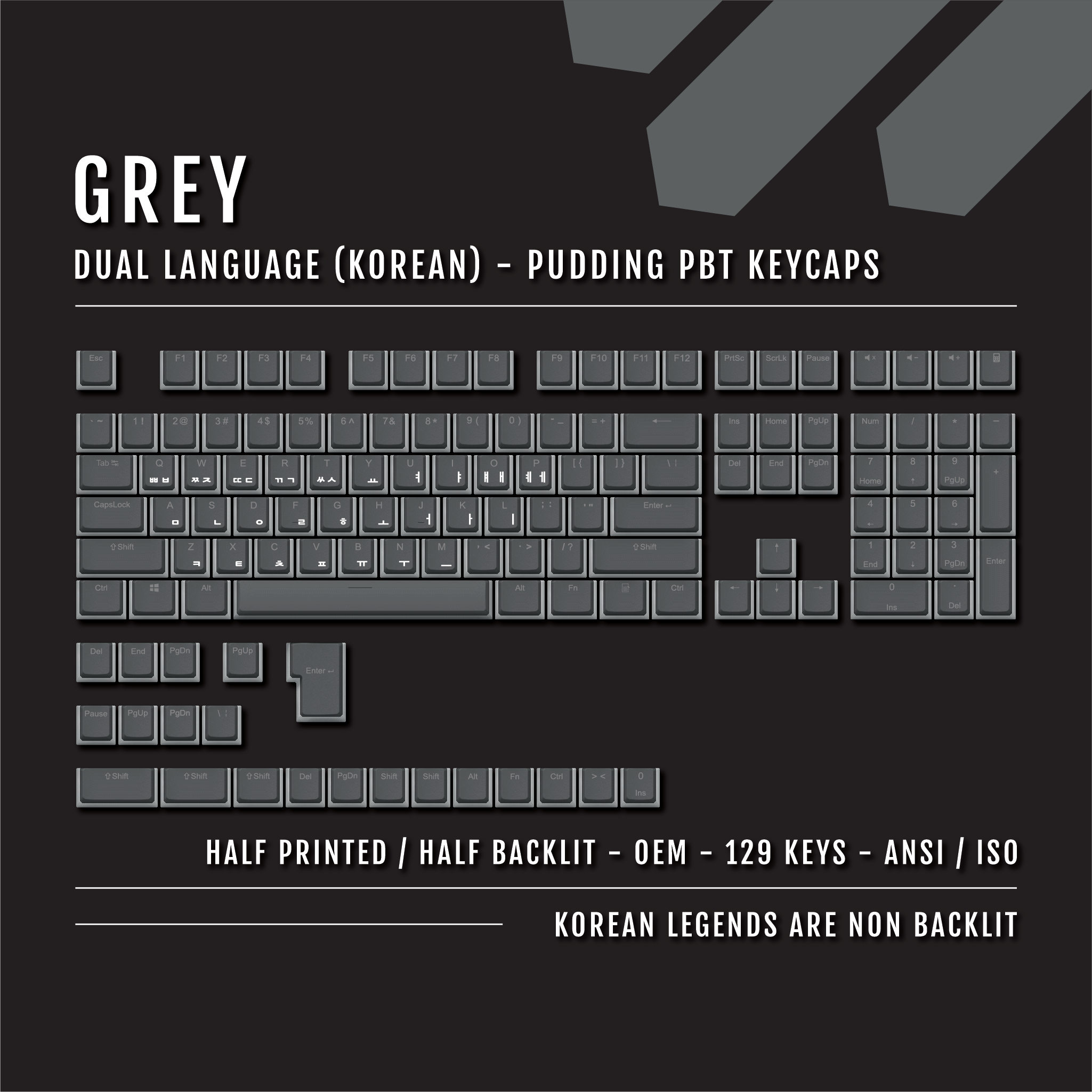 Grey Korean Dual Language PBT Pudding Keycaps – Krome Keycaps LTD