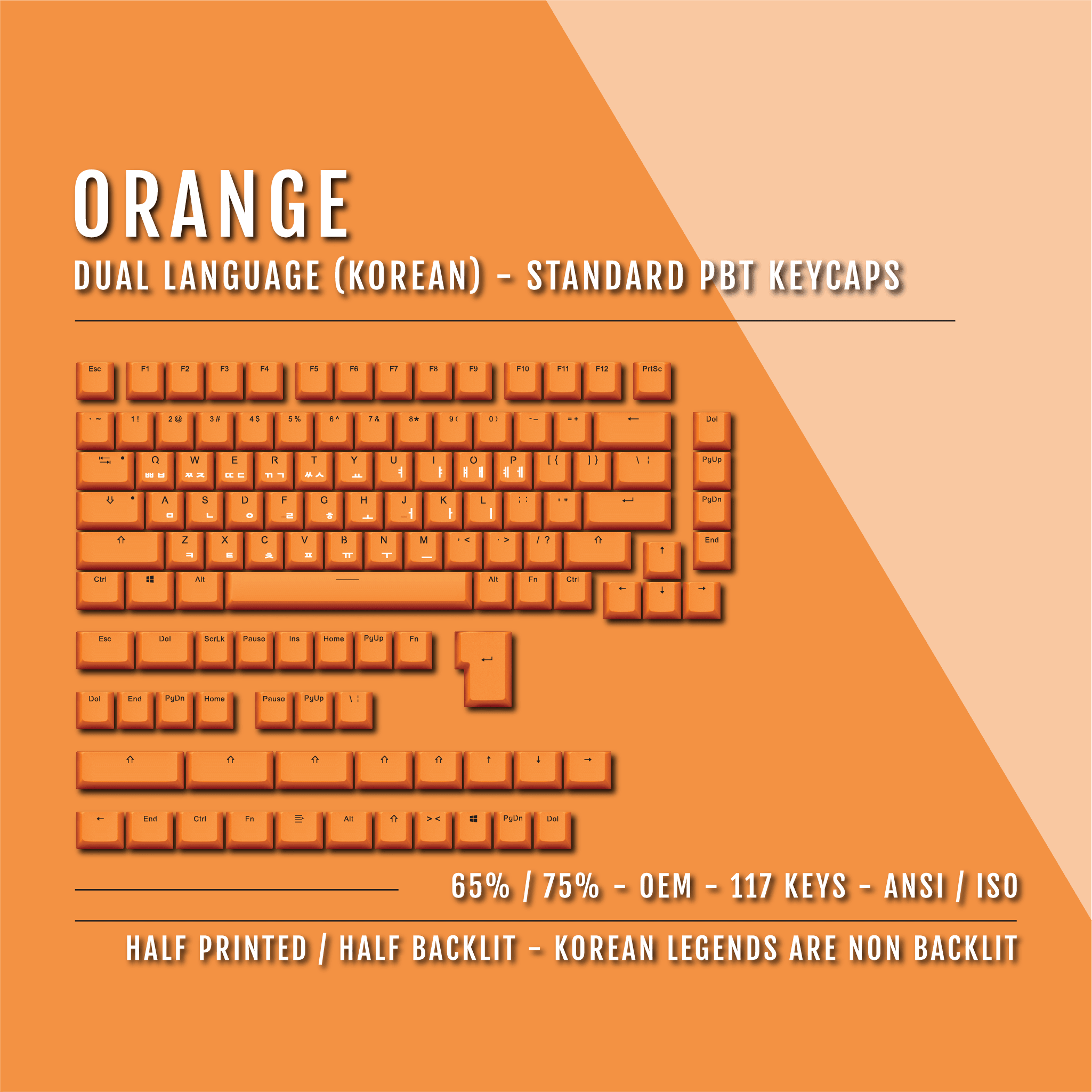 Orange Korean Dual Language PBT Keycaps - 65/75% – Krome Keycaps LTD