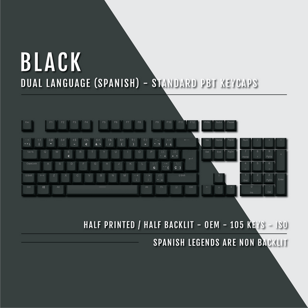Black Spanish (ISO-ES) Dual Language PBT Keycaps – Krome Keycaps LTD