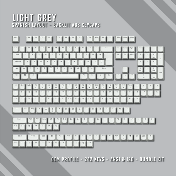 Light Grey Spanish (ISO-ES) Backlit ABS Keycaps for Windows & Mac ...