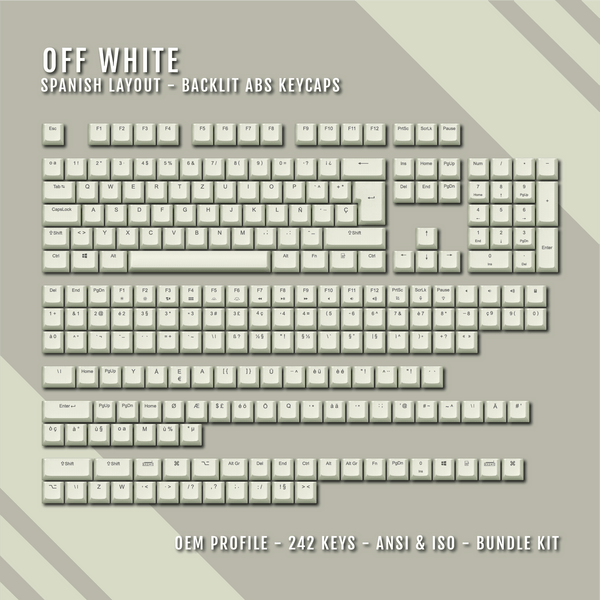 Off White Spanish (ISO-ES) Backlit ABS Keycaps for Windows & Mac ...