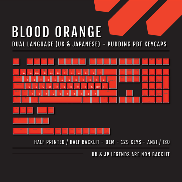 Blood Orange UK & Japanese Dual Language PBT Pudding Keycaps – Krome ...