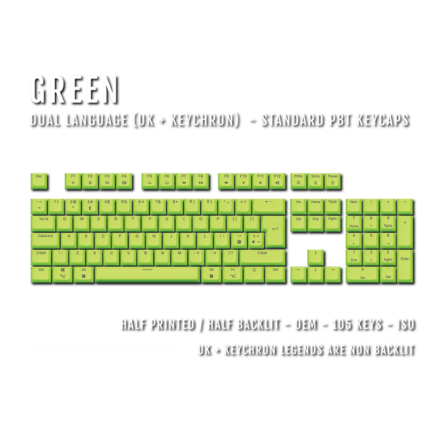 Green UK & Keychron (Layout) Dual Language PBT Keycaps – Krome Keycaps LTD