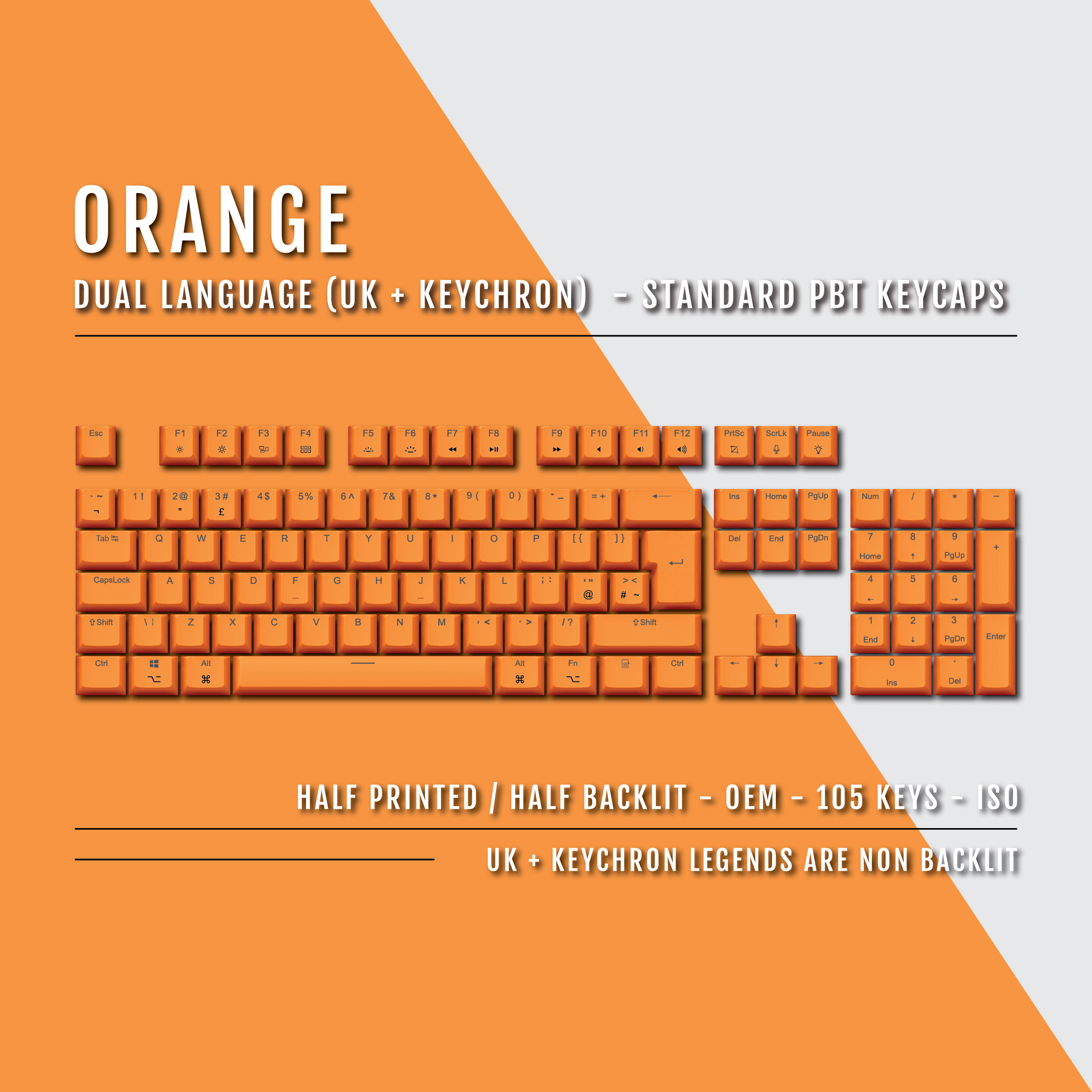 Orange UK & Keychron (Layout) Dual Language PBT Keycaps – Krome Keycaps LTD