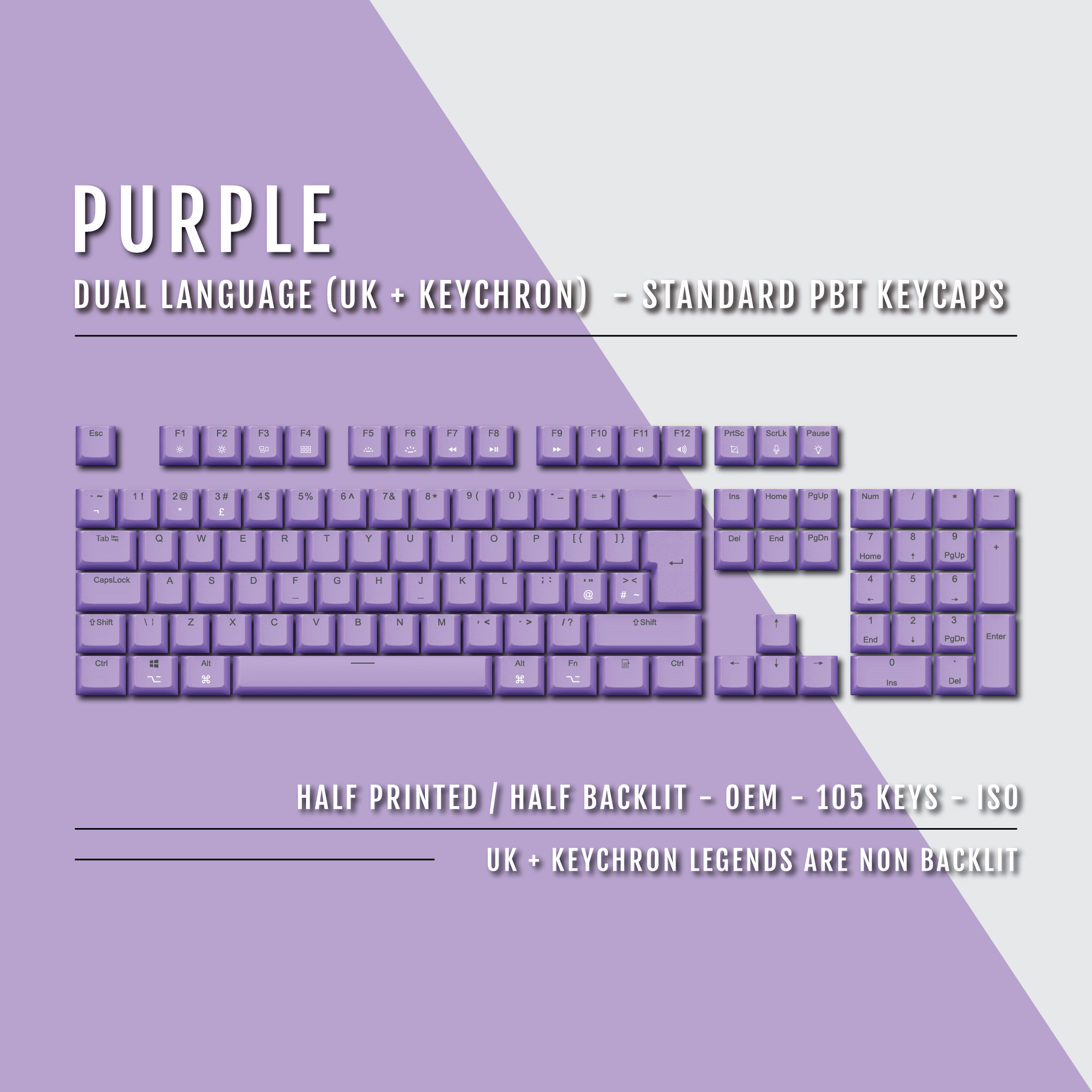 Purple UK & Keychron (Layout) Dual Language PBT Keycaps – Krome Keycaps LTD