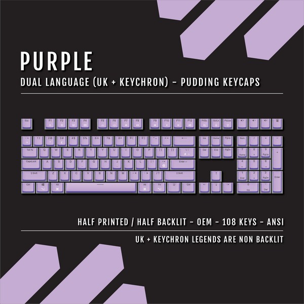 Purple UK & Keychron (Layout) Dual Language PBT Pudding Keycaps – Krome ...