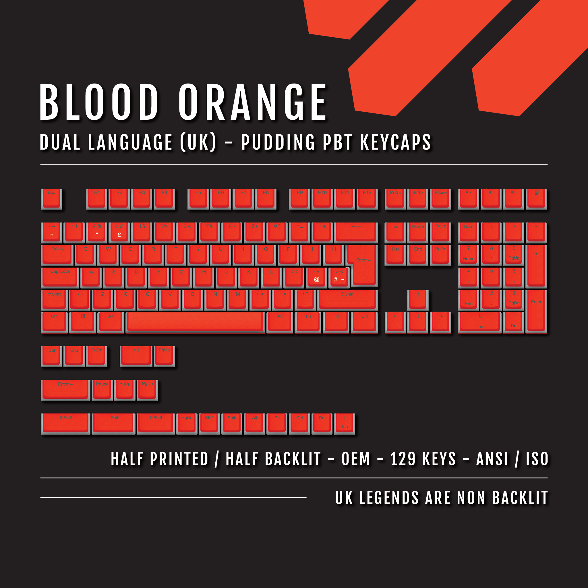 Blood Orange UK Dual Language PBT Pudding Keycaps – Krome Keycaps LTD