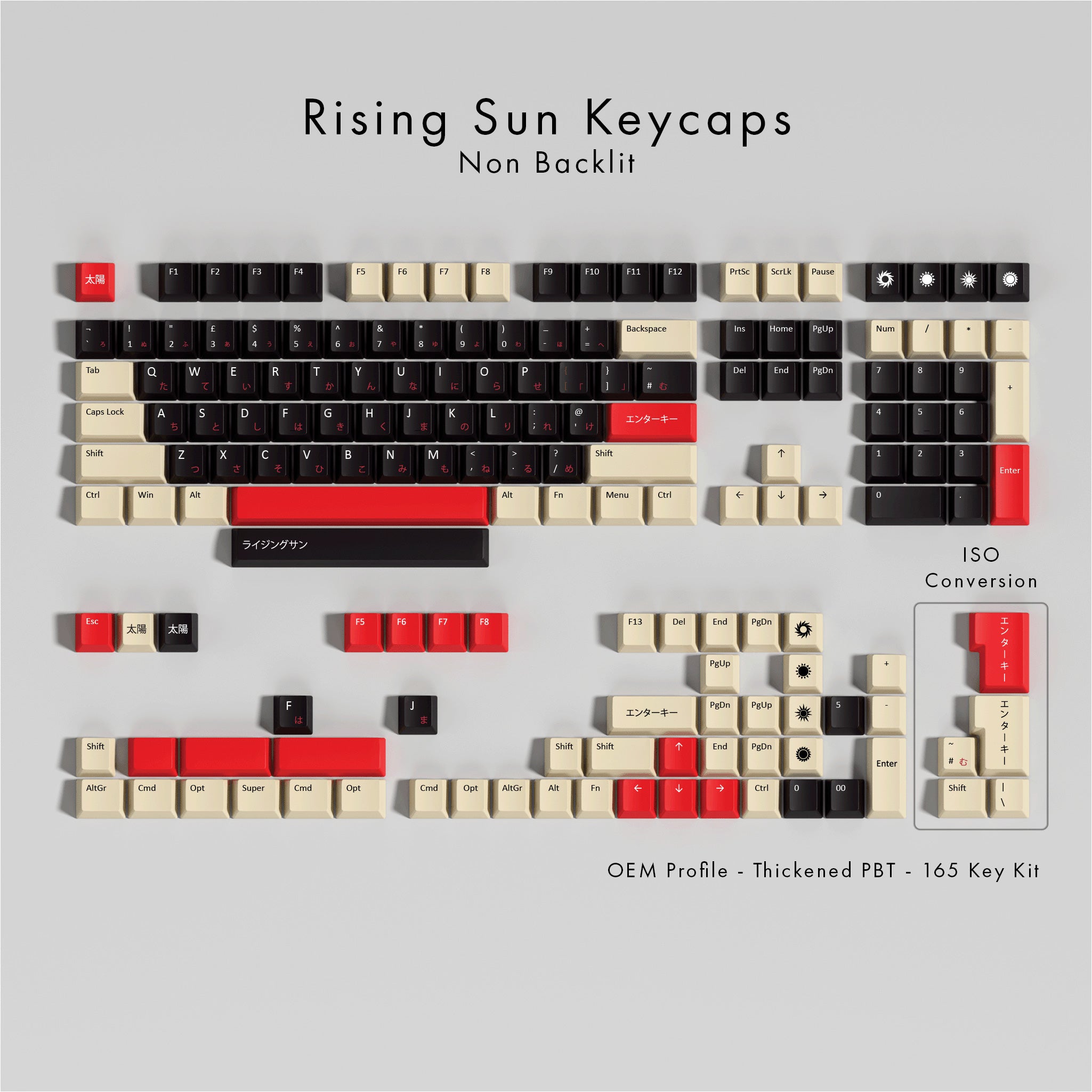 Rising Sun PBT Keycaps - Non-Backlit – Krome Keycaps LTD