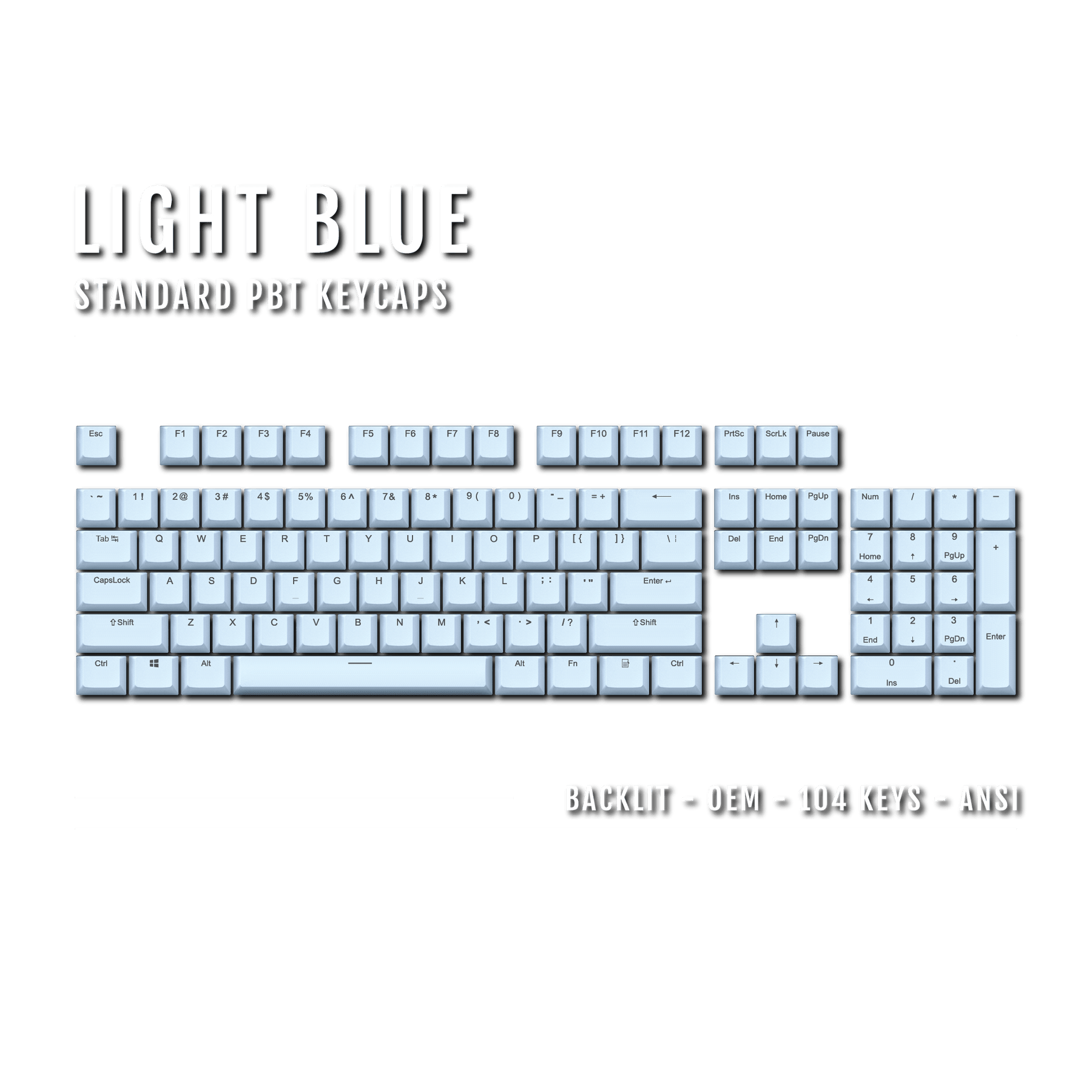 Light Blue Backlit PBT Keycaps – Krome Keycaps LTD