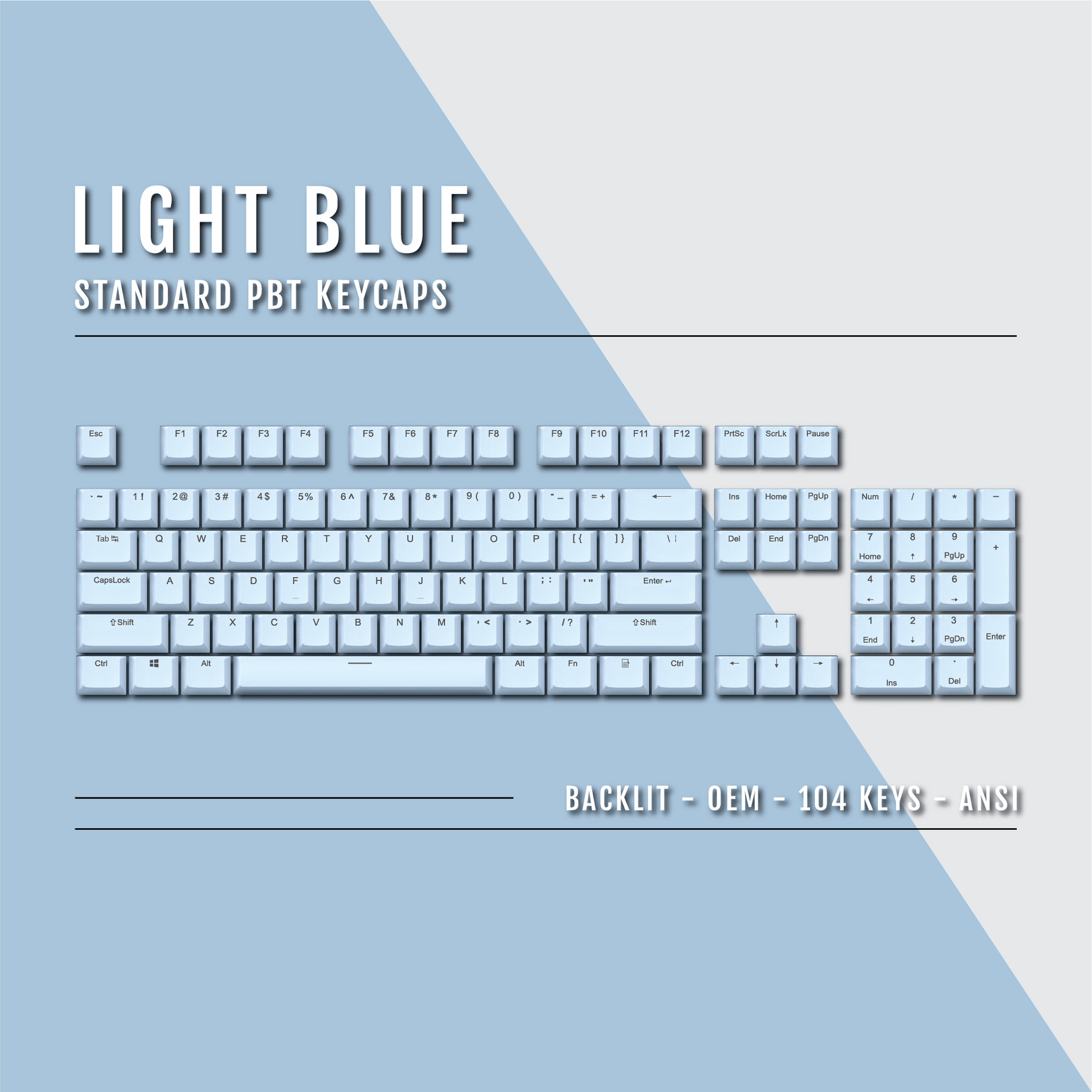 Light Blue Backlit PBT Keycaps – Krome Keycaps LTD