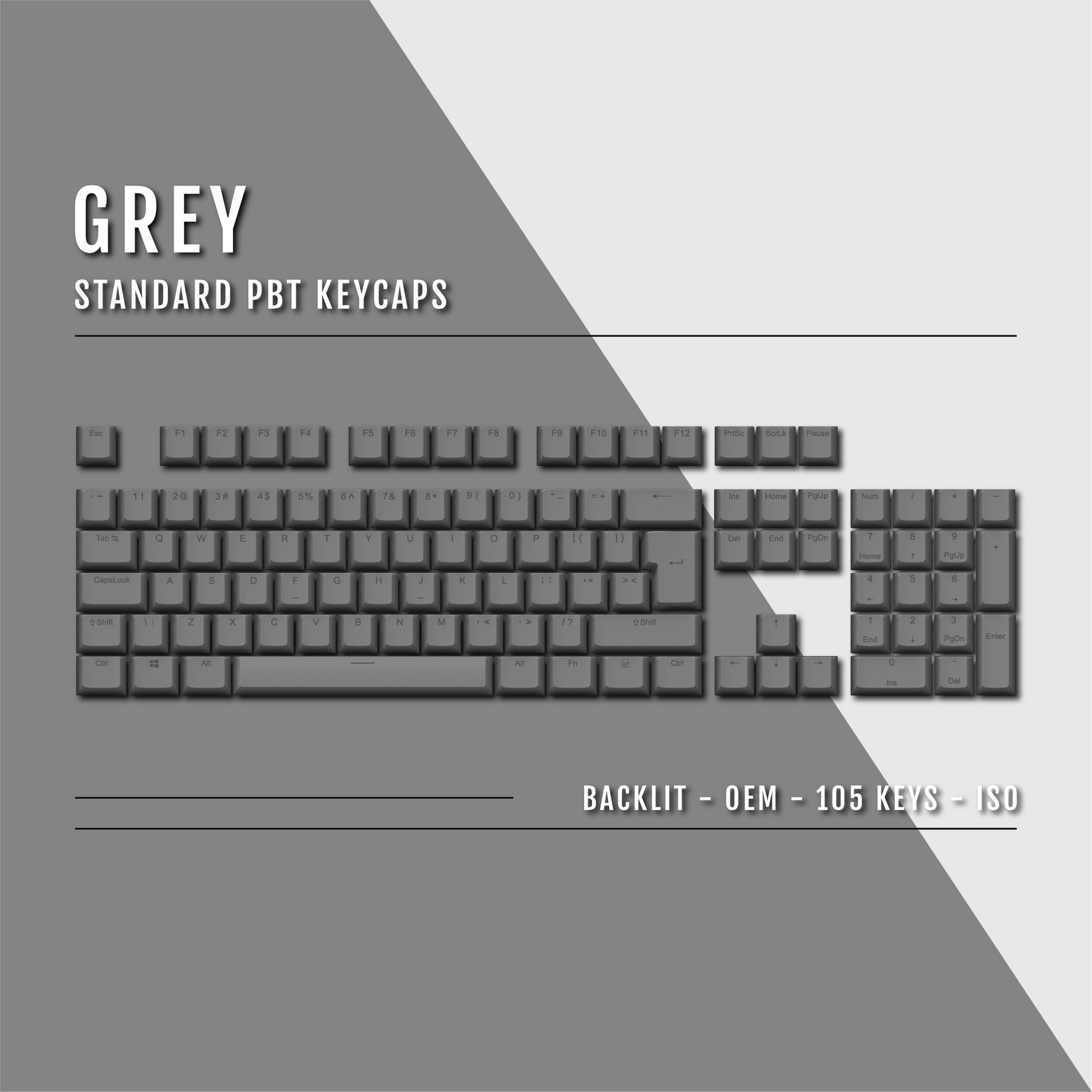 Grey Backlit PBT Keycaps – Krome Keycaps LTD