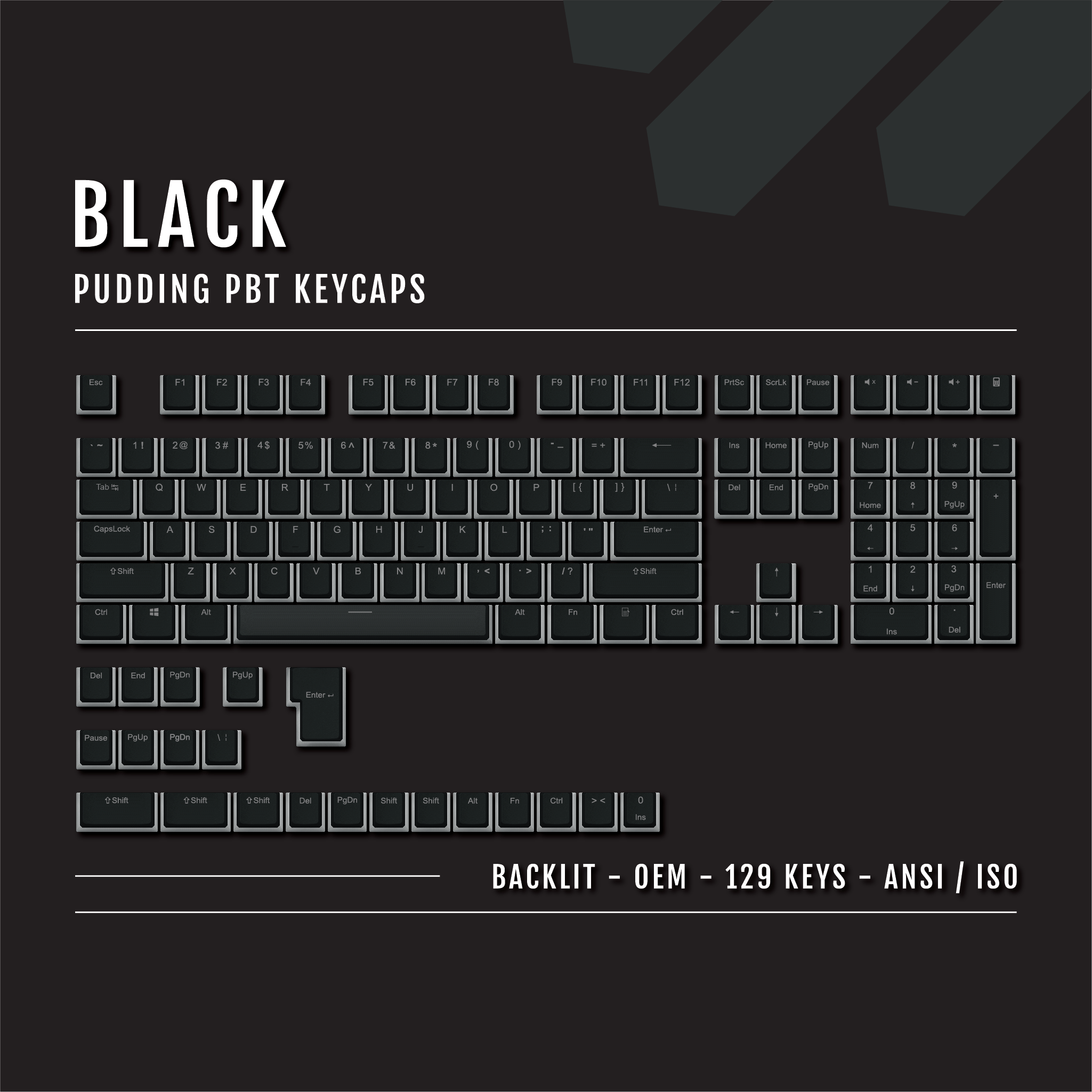 Black Backlit PBT Pudding Keycaps – Krome Keycaps LTD