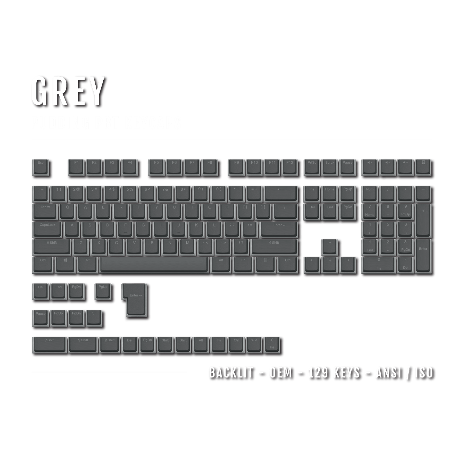 Grey Backlit PBT Pudding Keycaps – Krome Keycaps LTD
