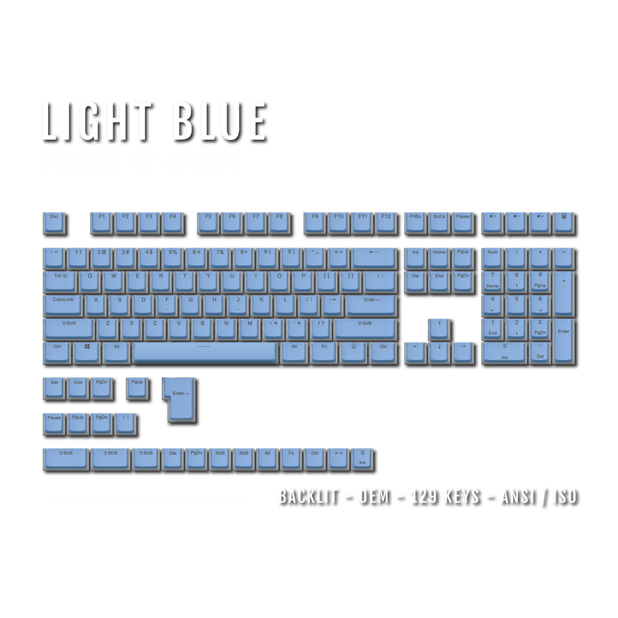 Light Blue Backlit PBT Pudding Keycaps – Krome Keycaps LTD