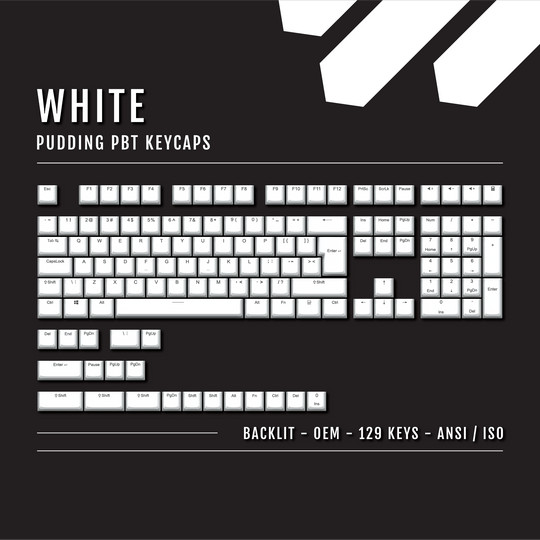 White Backlit PBT Pudding Keycaps – Krome Keycaps LTD