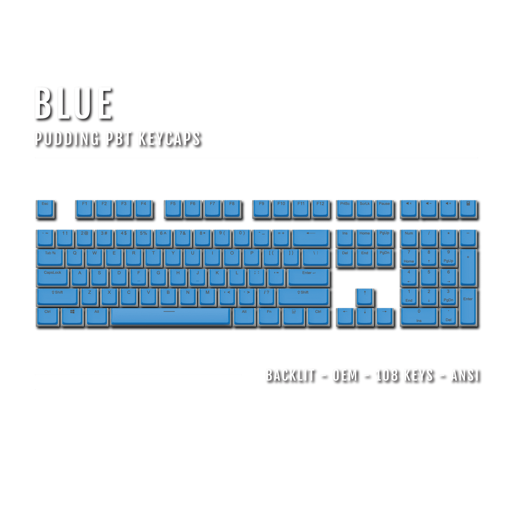 Blue Backlit PBT Pudding Keycaps – Krome Keycaps LTD