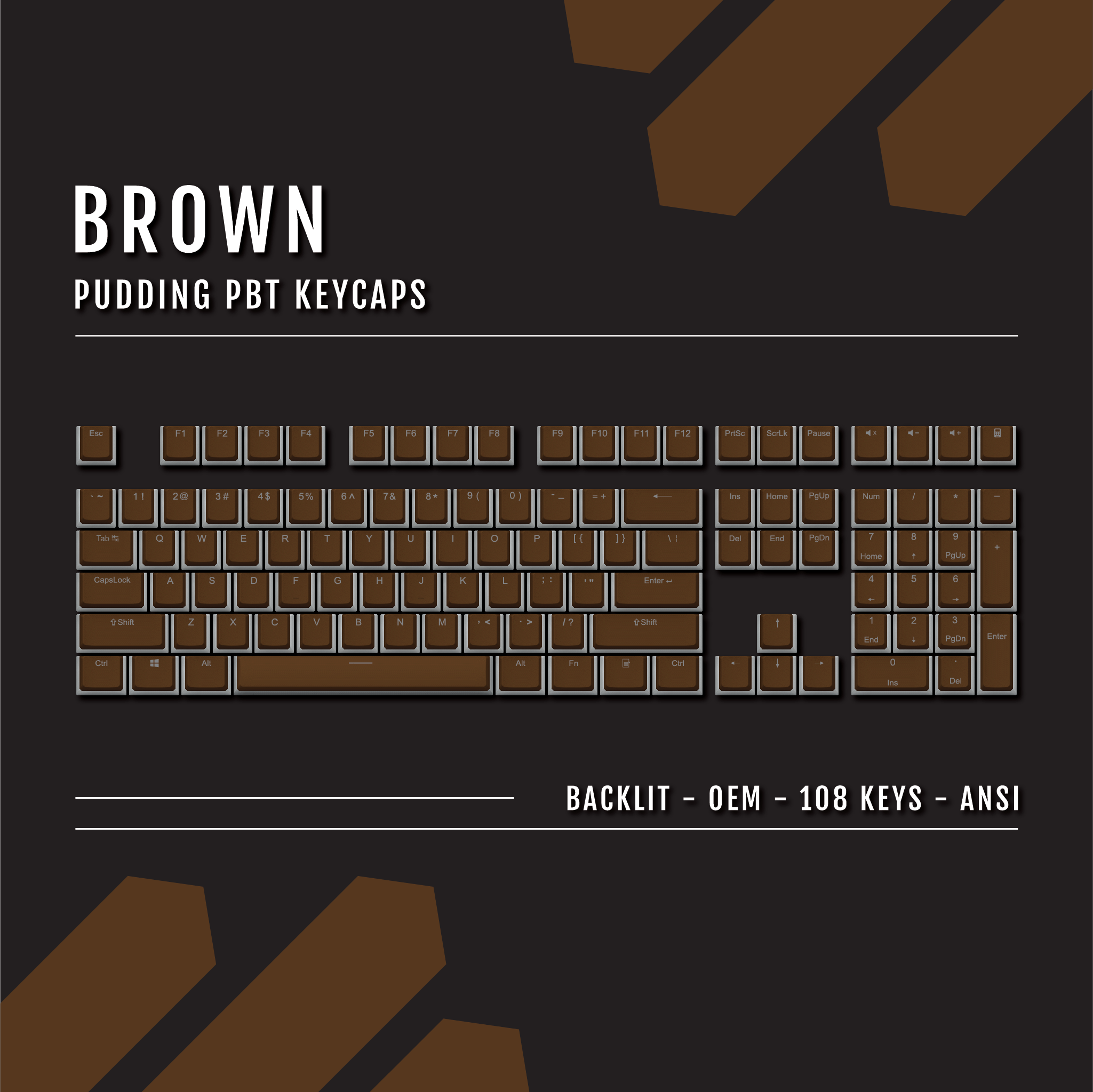 Brown Backlit PBT Pudding Keycaps – Krome Keycaps LTD
