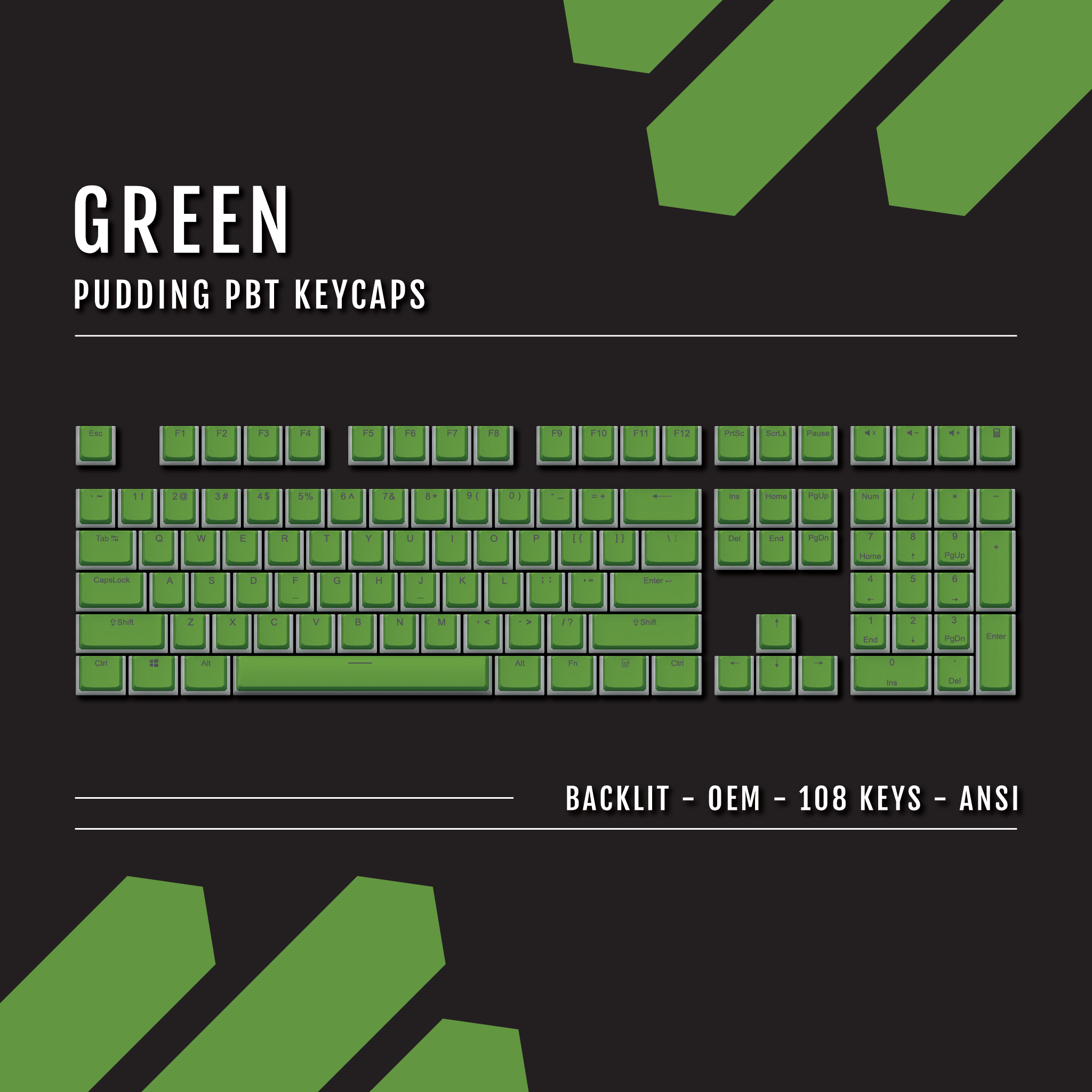 Green Backlit PBT Pudding Keycaps – Krome Keycaps LTD