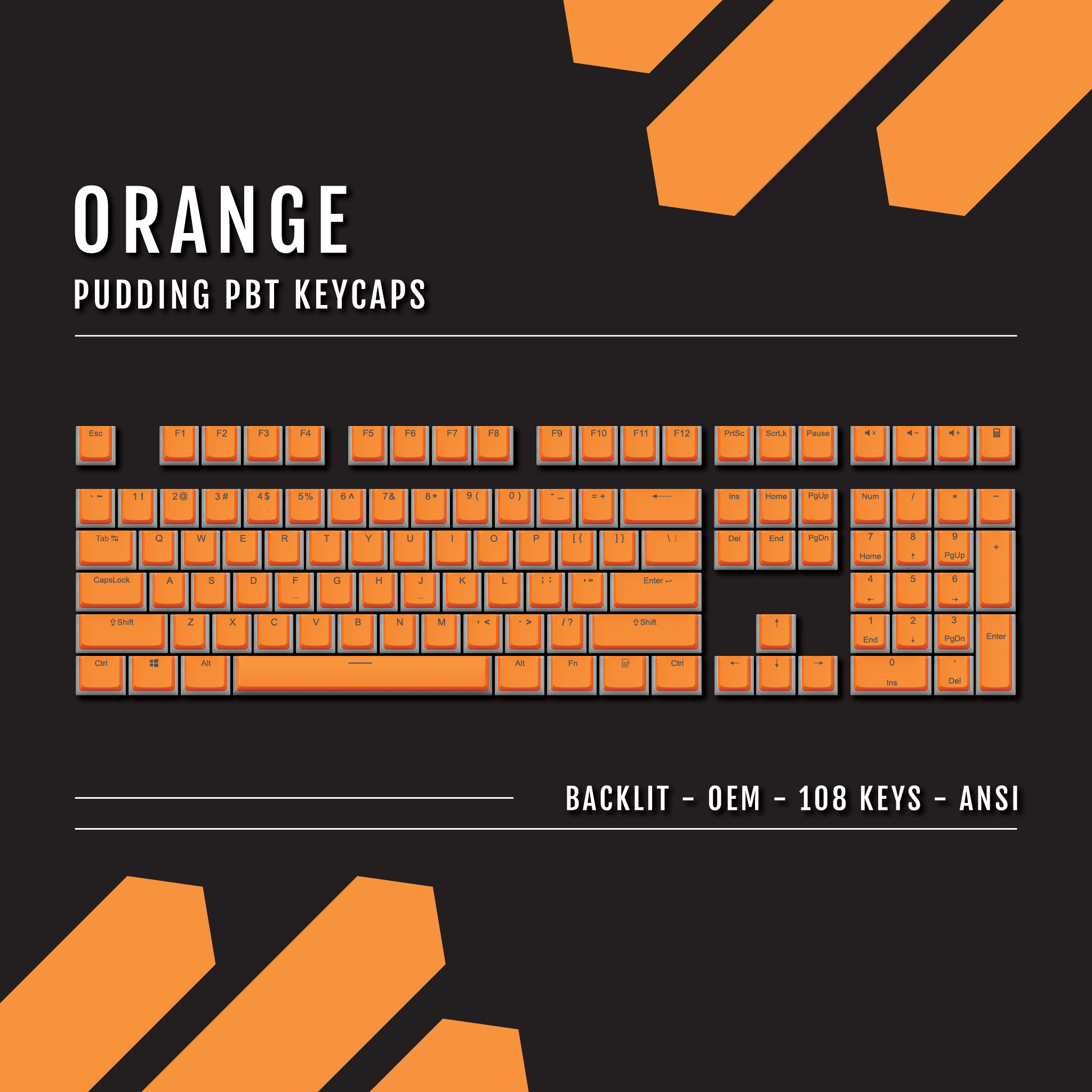 Orange Backlit PBT Pudding Keycaps – Krome Keycaps LTD